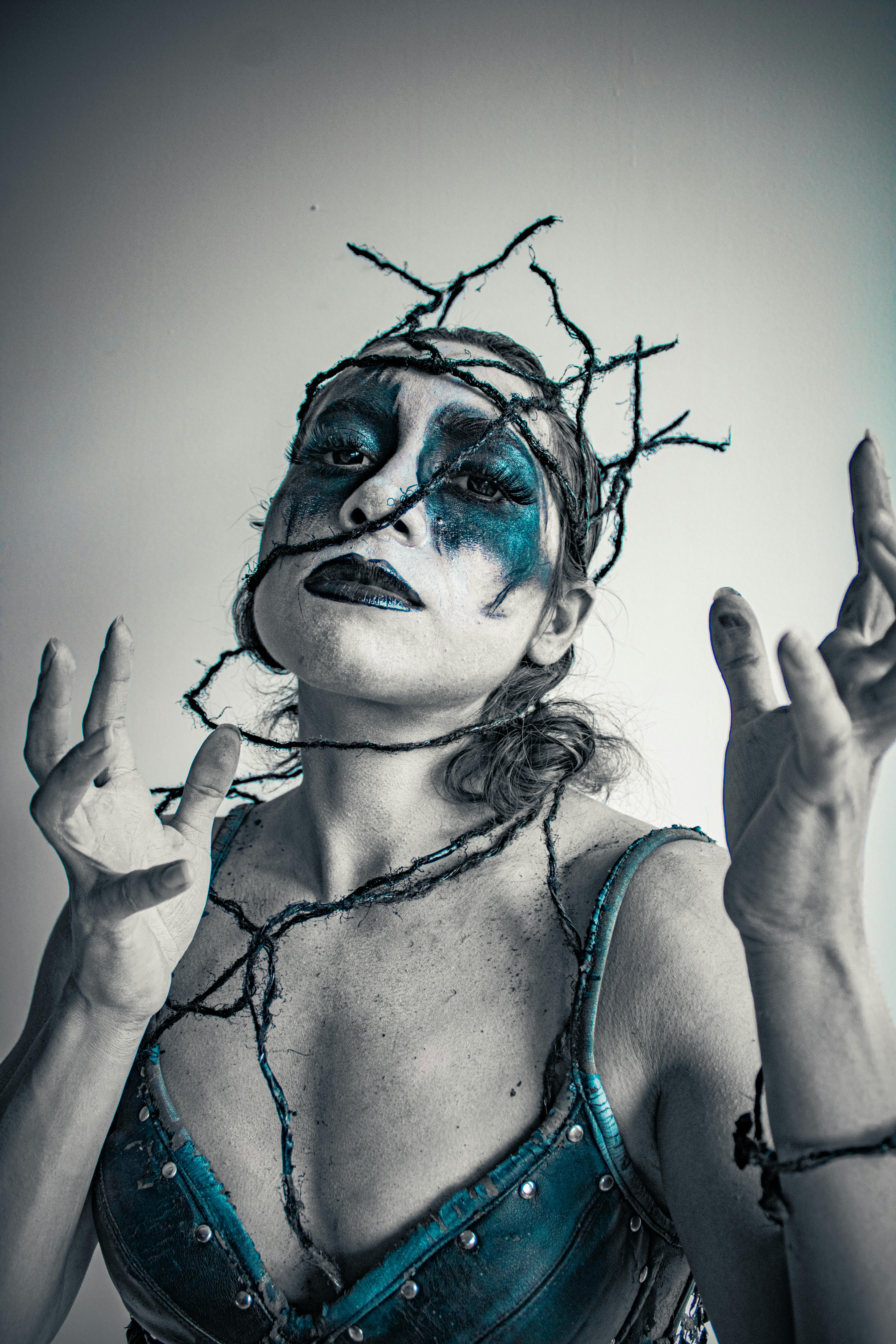 Expressive Portrait with Artistic Horror Makeup · Free Stock Photo