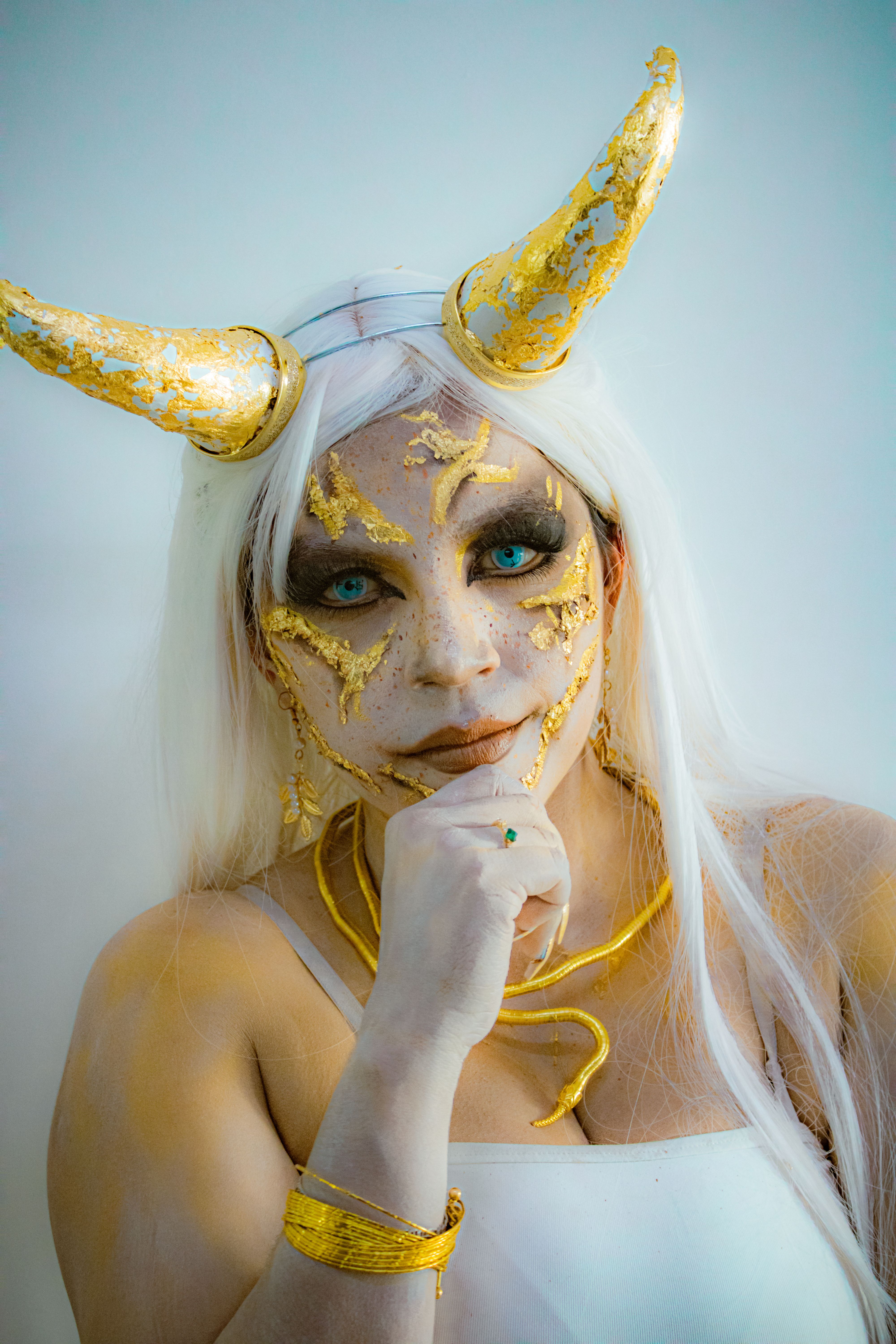 Artistic Demonic Makeup Portrait with Horns · Free Stock Photo