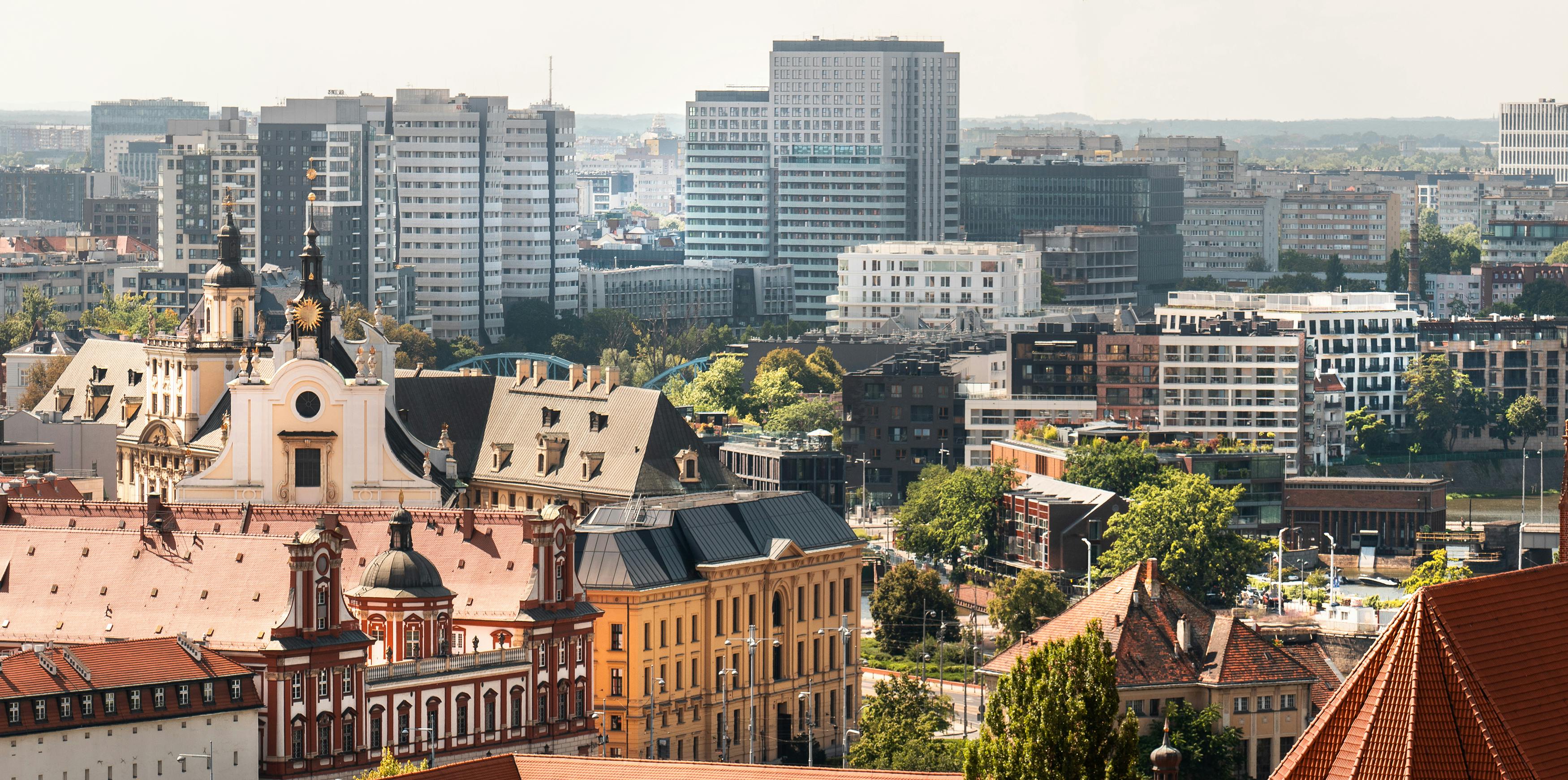 Panoramic View of Wrocław Cityscape with Historic and Modern Buildings ...