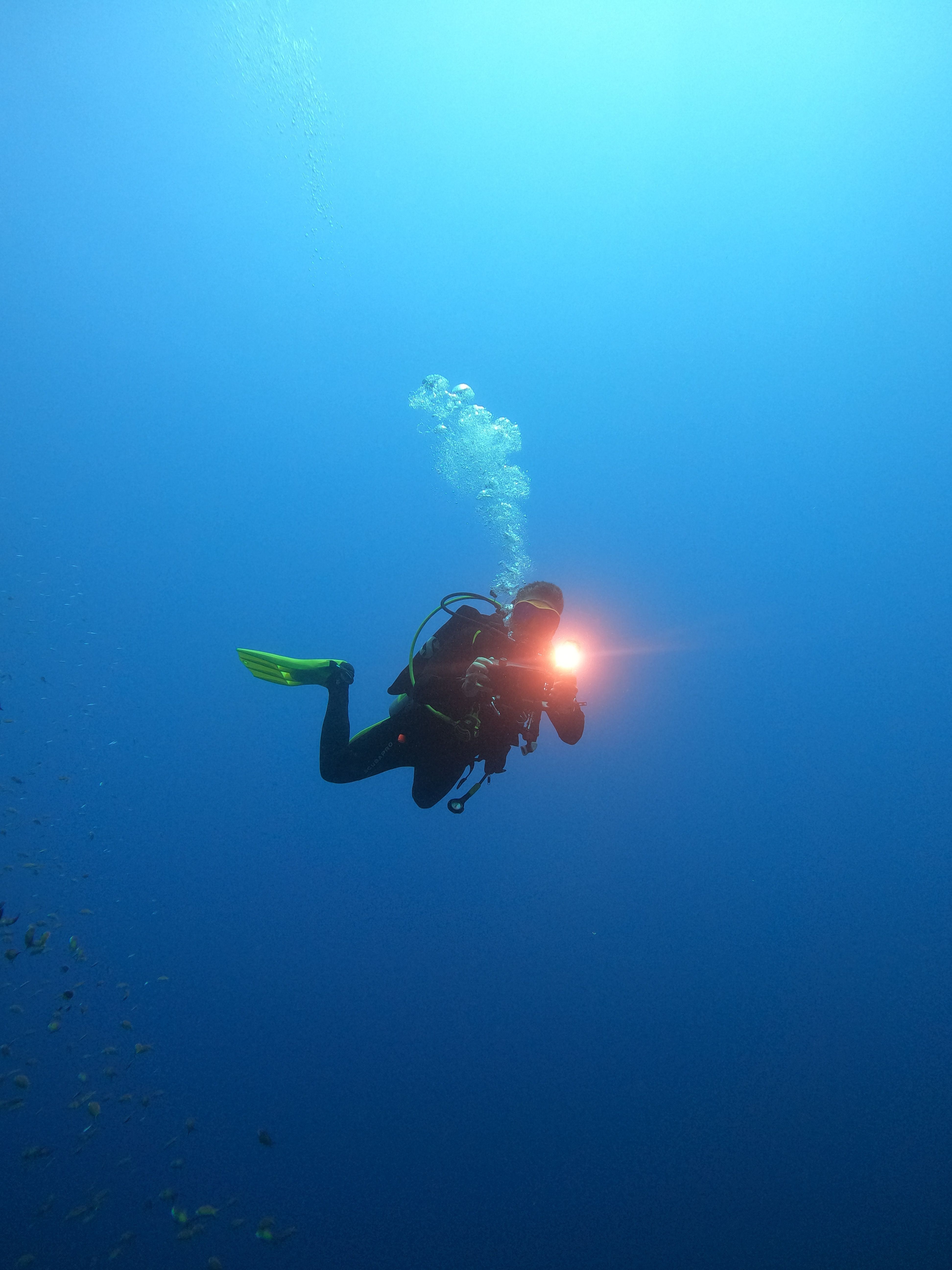 Scuba Diver Exploring Deep Blue Ocean Waters · Free Stock Photo