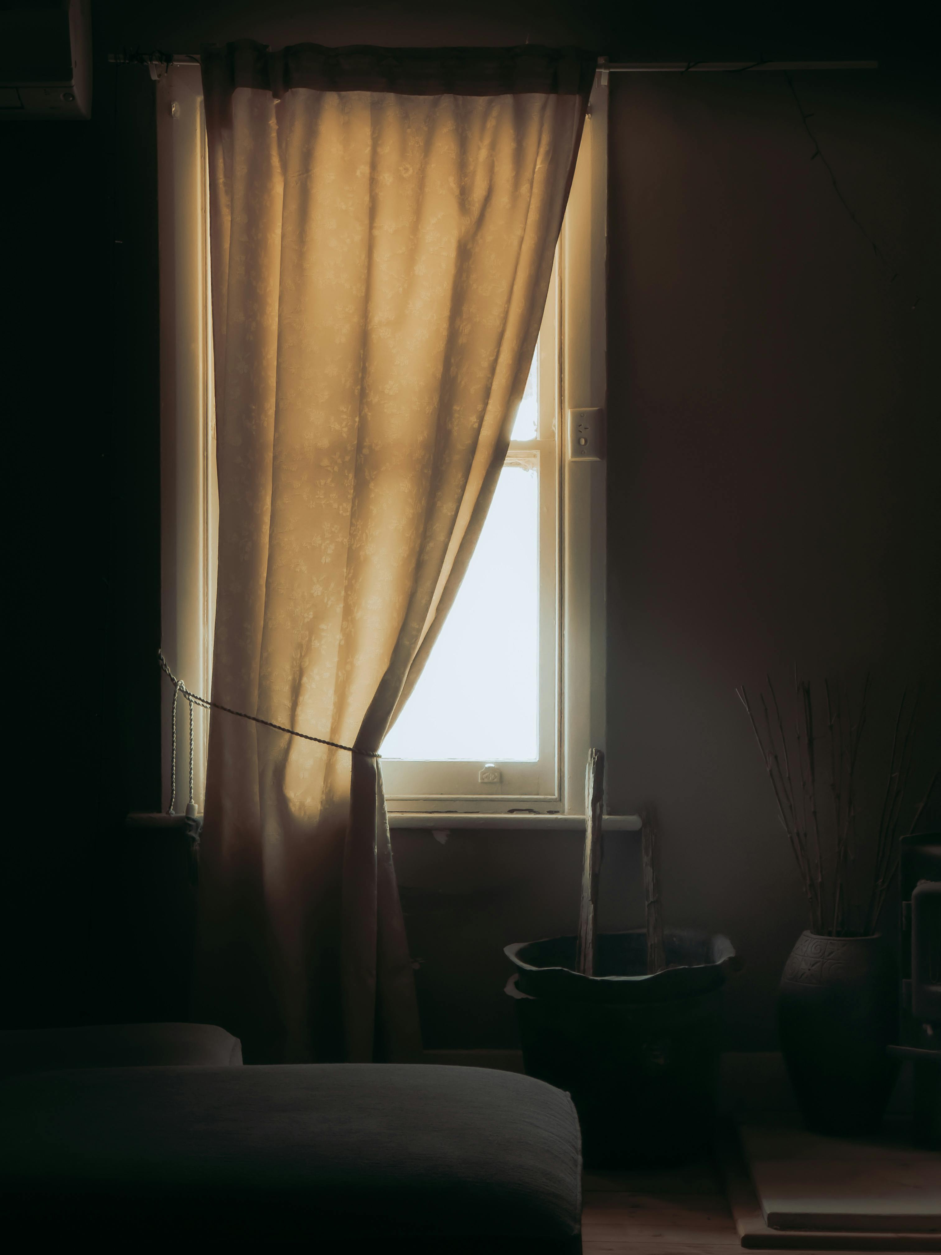 Moody Interior with Soft Light Through Curtains · Free Stock Photo