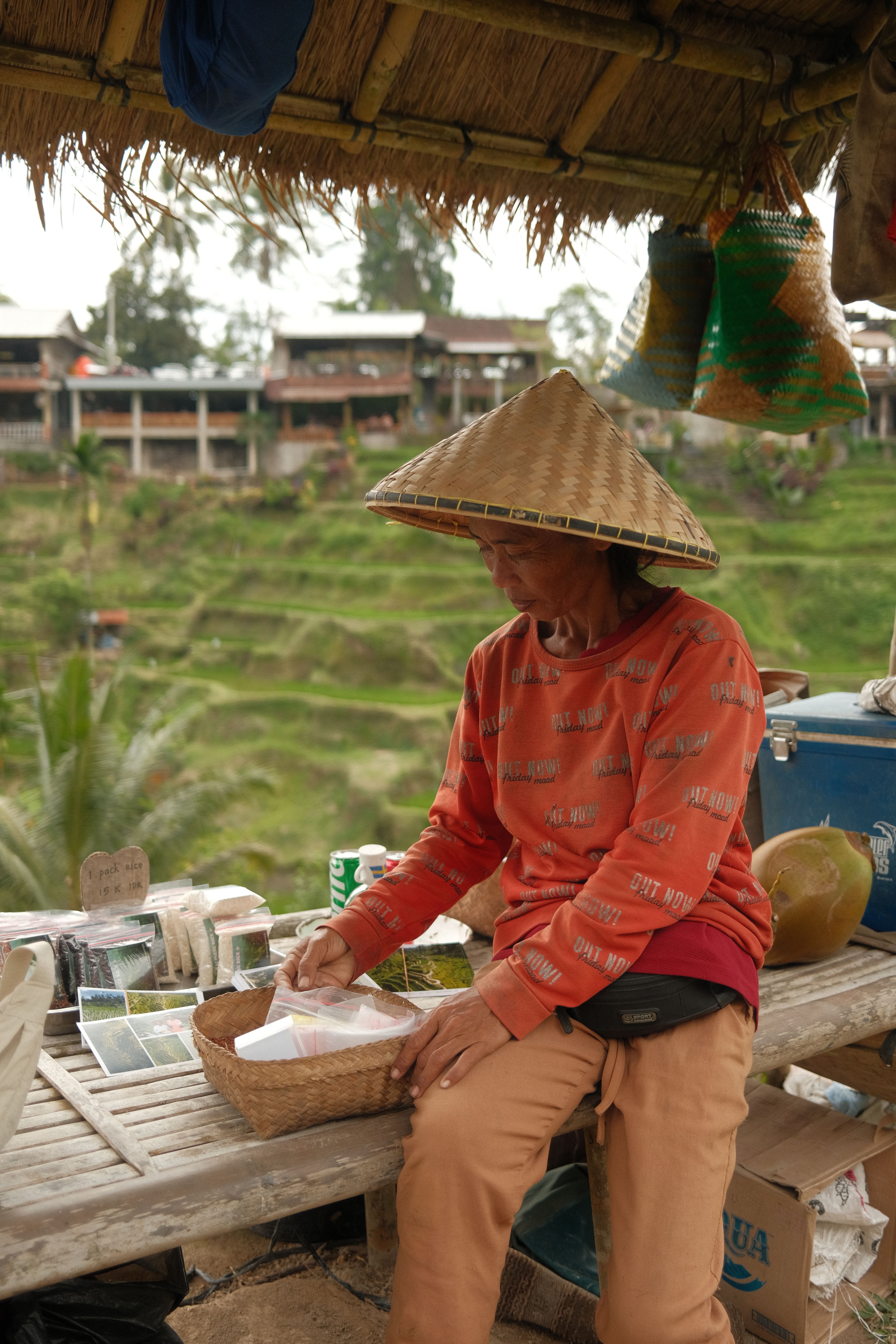 Balinese Vendor at Tegalalang Rice Terrace · Free Stock Photo