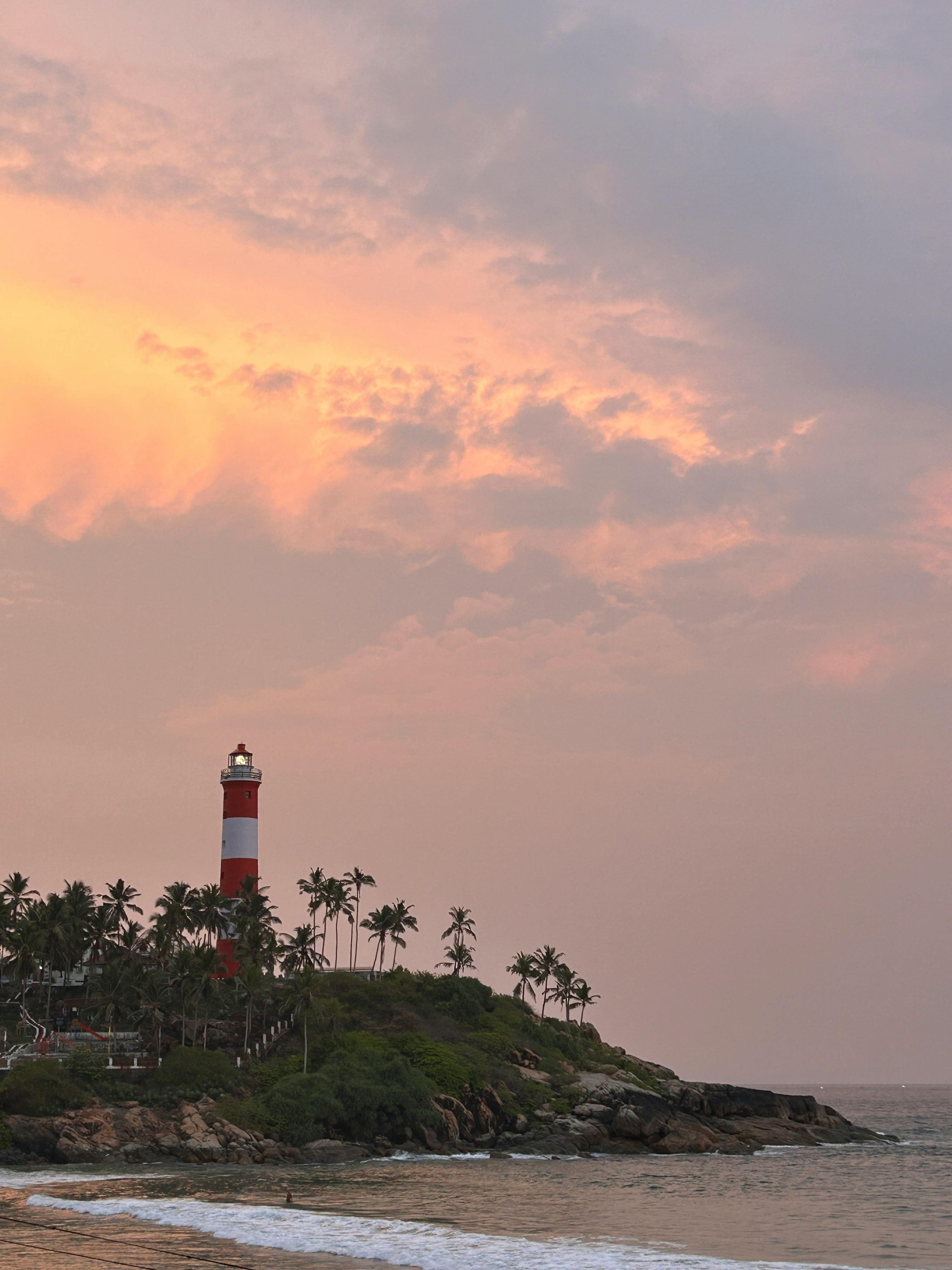 Kovalam Beach Lighthouse at Sunset · Free Stock Photo