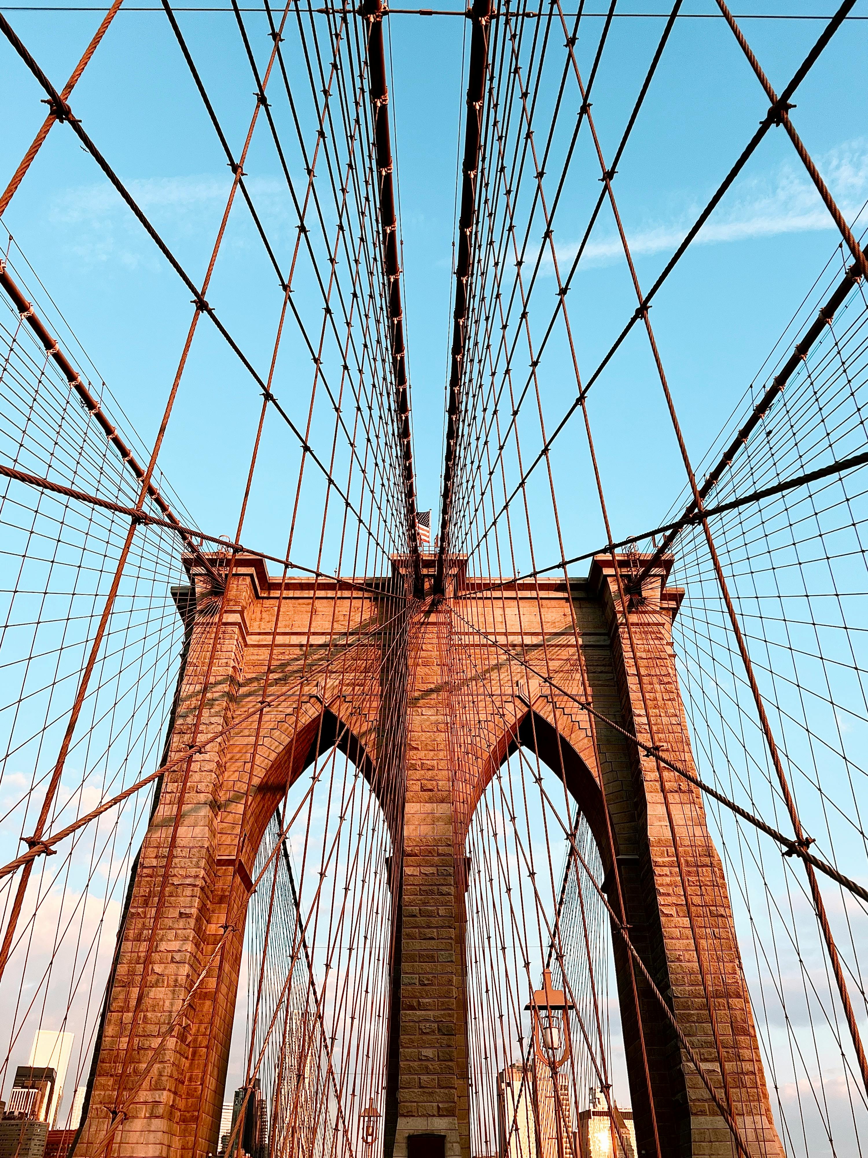 Iconic Brooklyn Bridge Under Blue Sky · Free Stock Photo