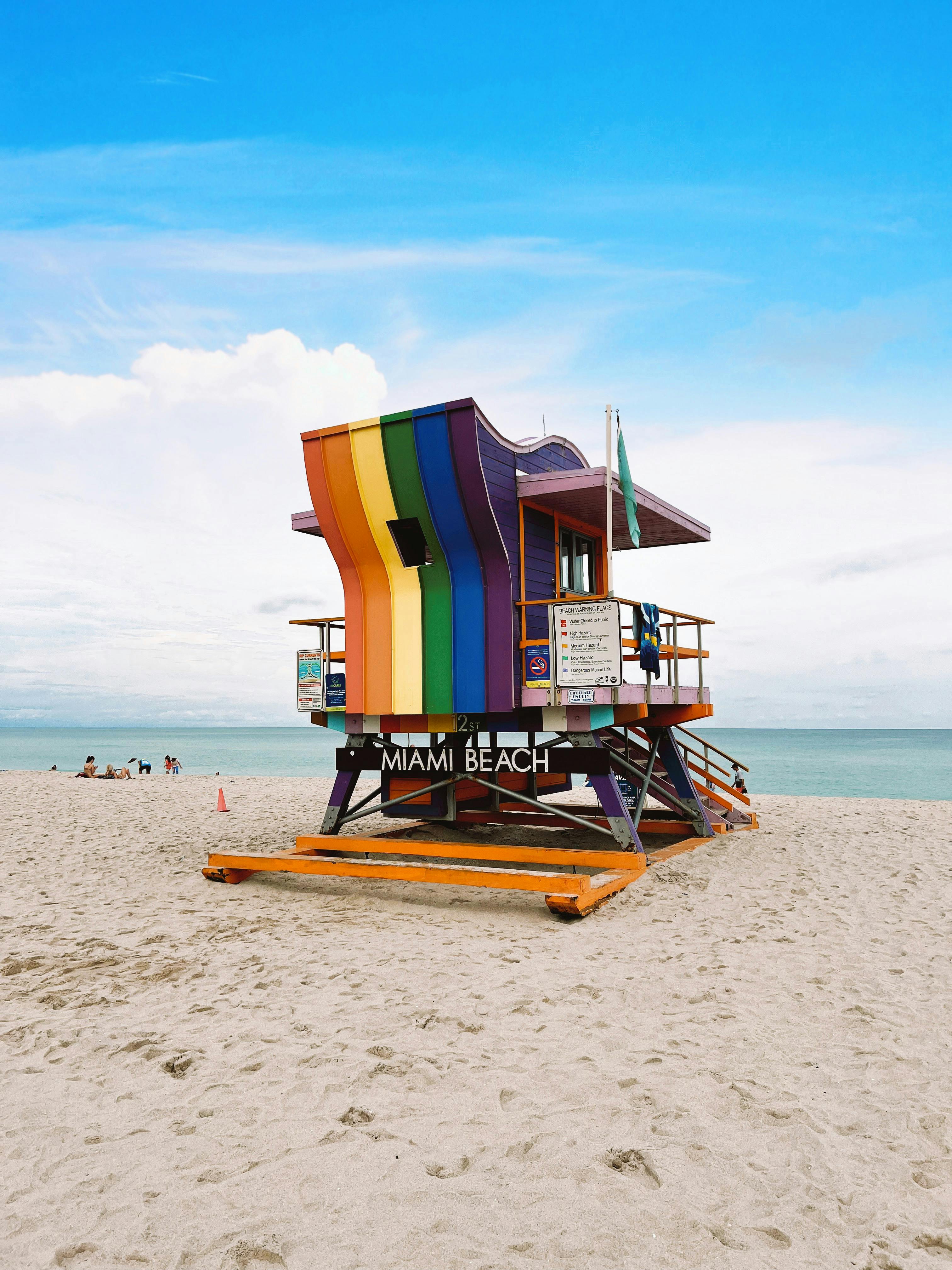 Colorful Lifeguard Tower on Miami Beach · Free Stock Photo