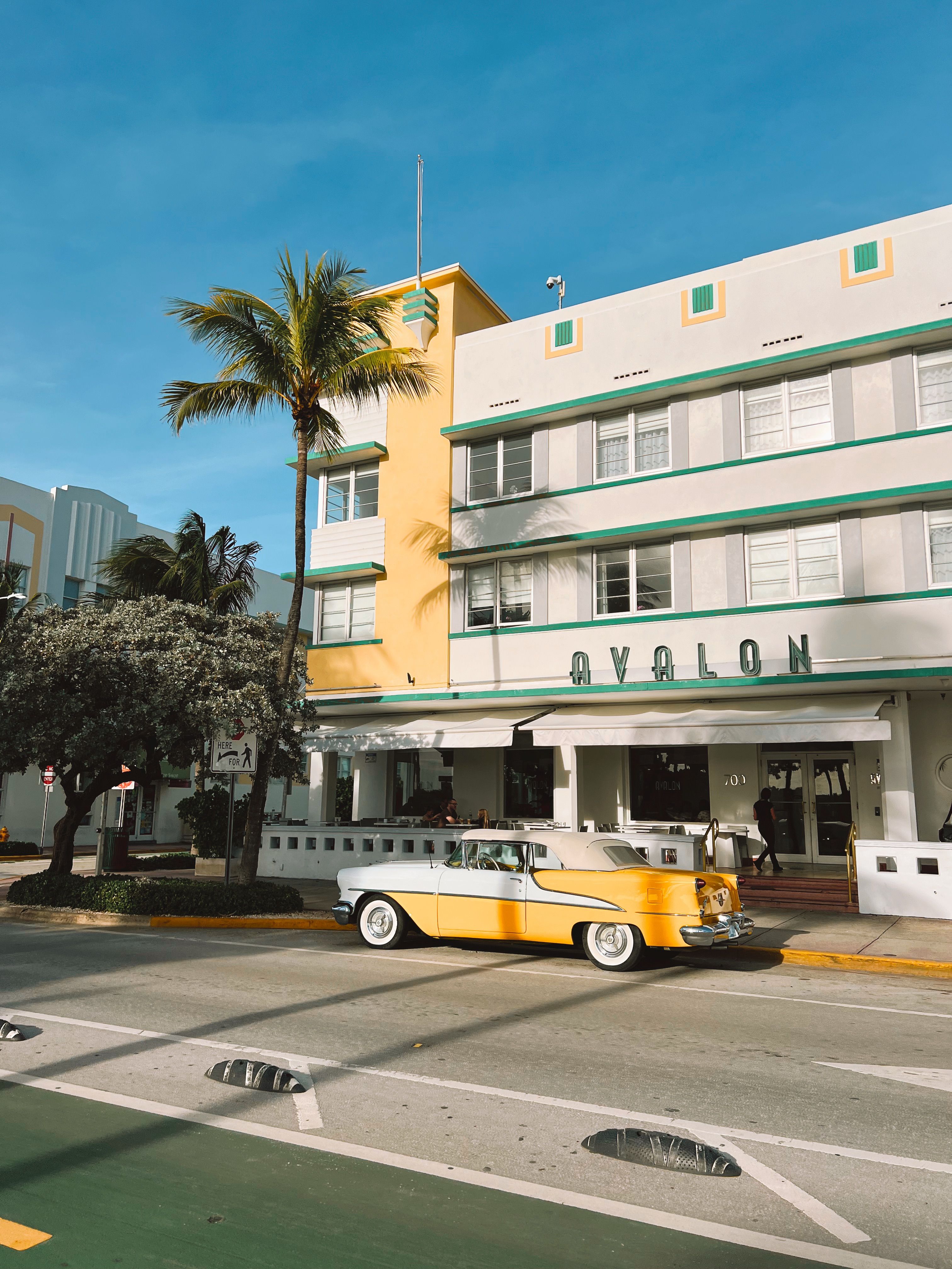 Classic Car in Front of Avalon Hotel in Miami · Free Stock Photo