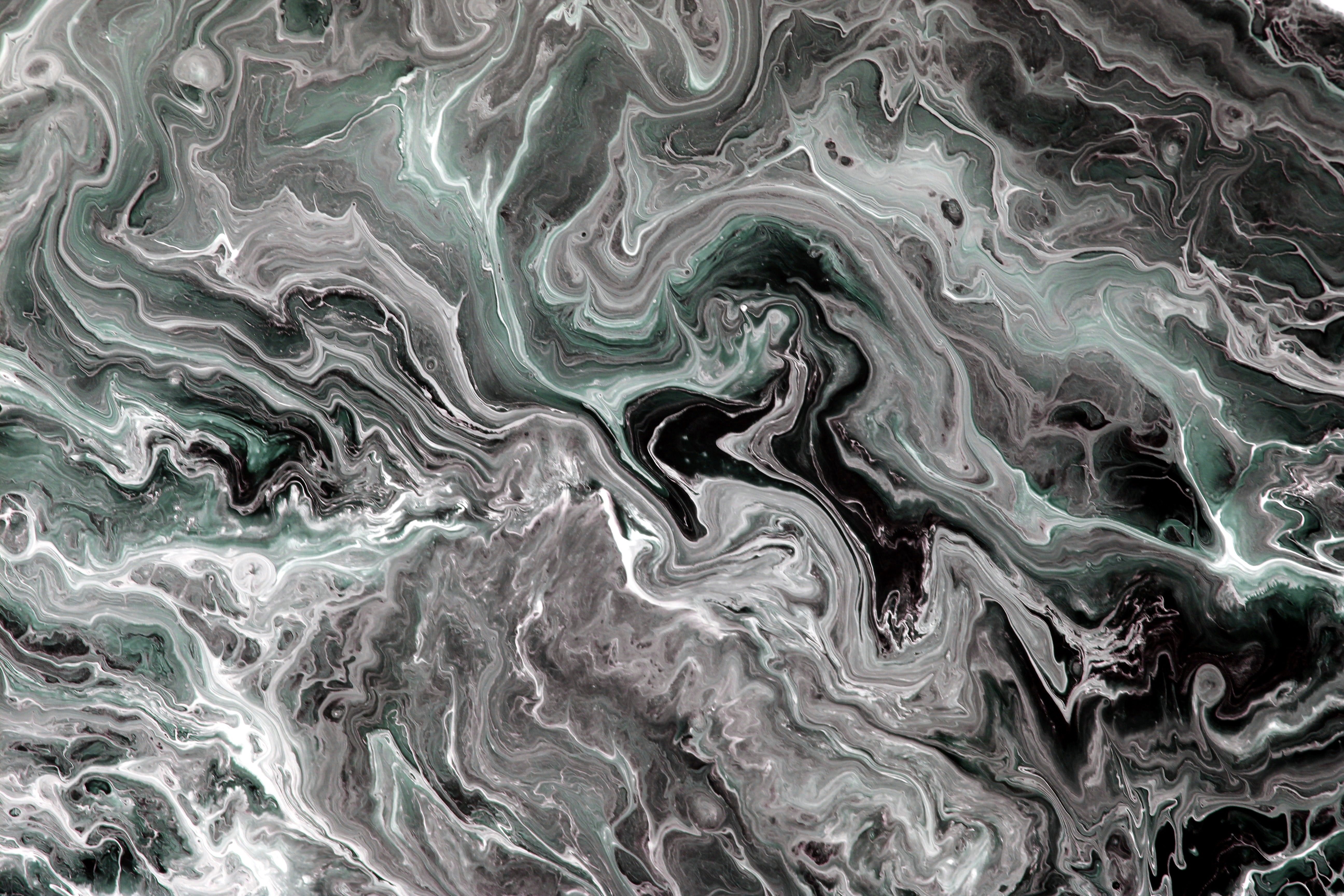 Abstract Marbled Texture in Green and Gray · Free Stock Photo