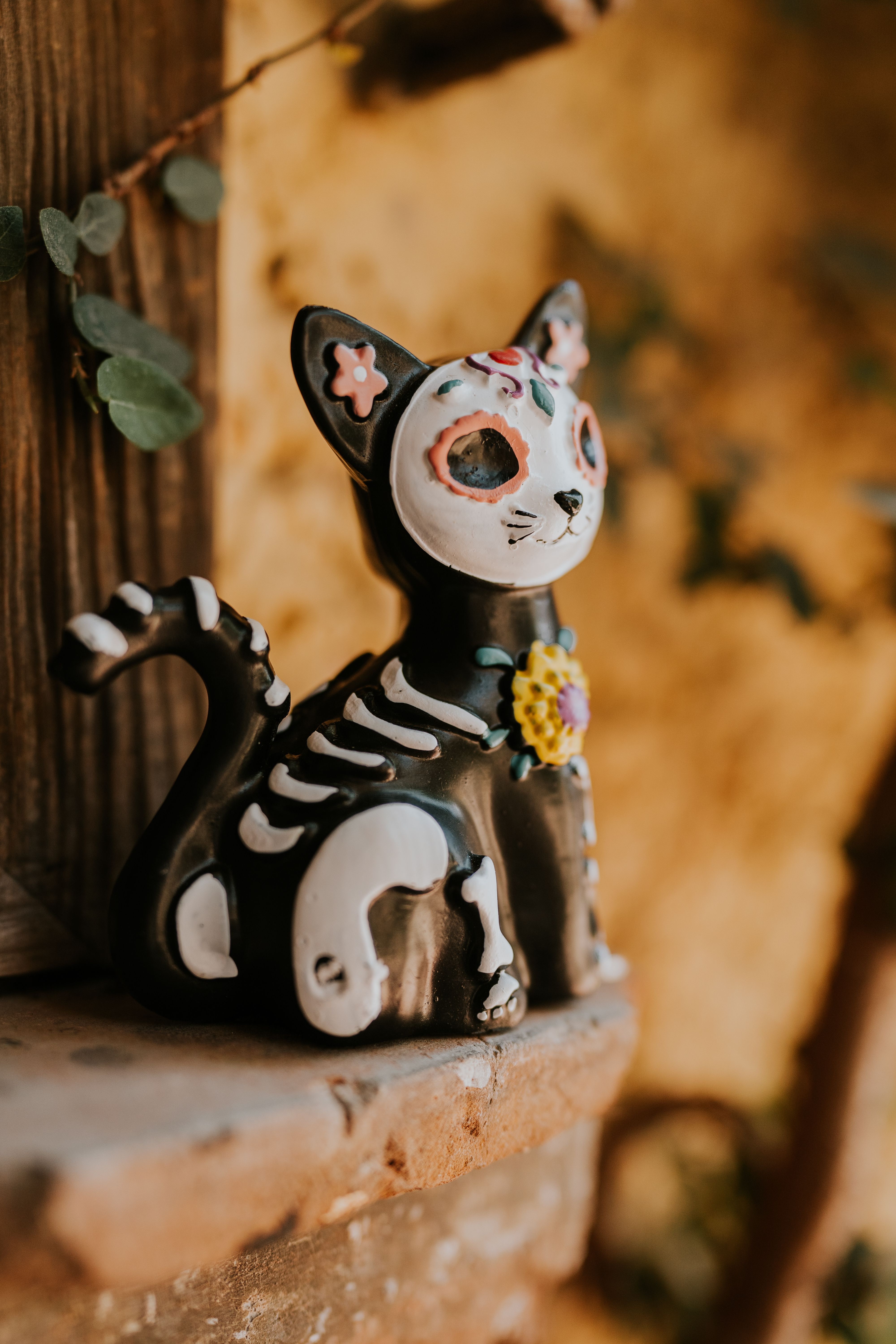 Colorful Day of the Dead Cat Figurine on Display · Free Stock Photo
