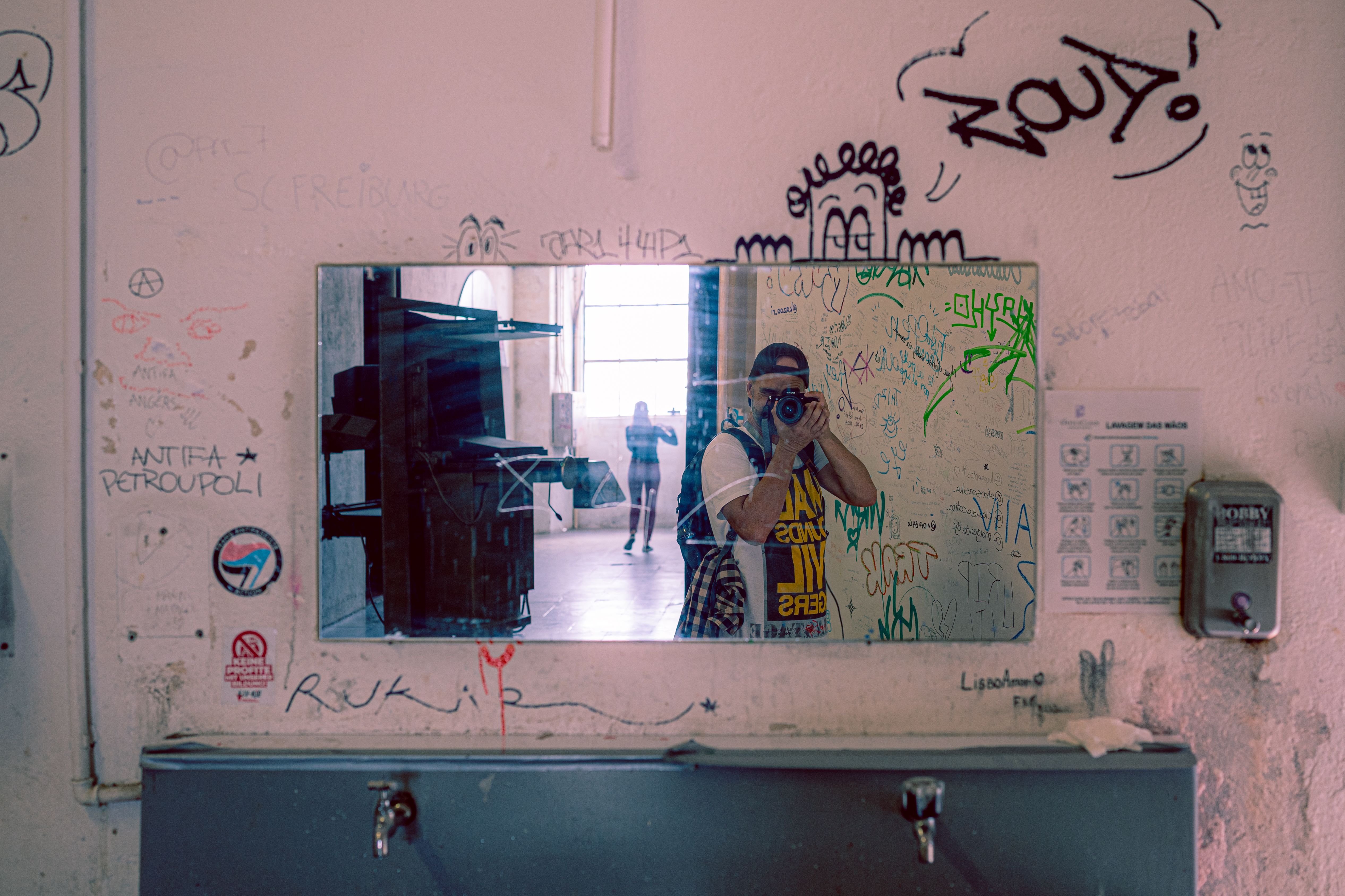 Urban Mirror Self-Portrait in Graffiti Room · Free Stock Photo