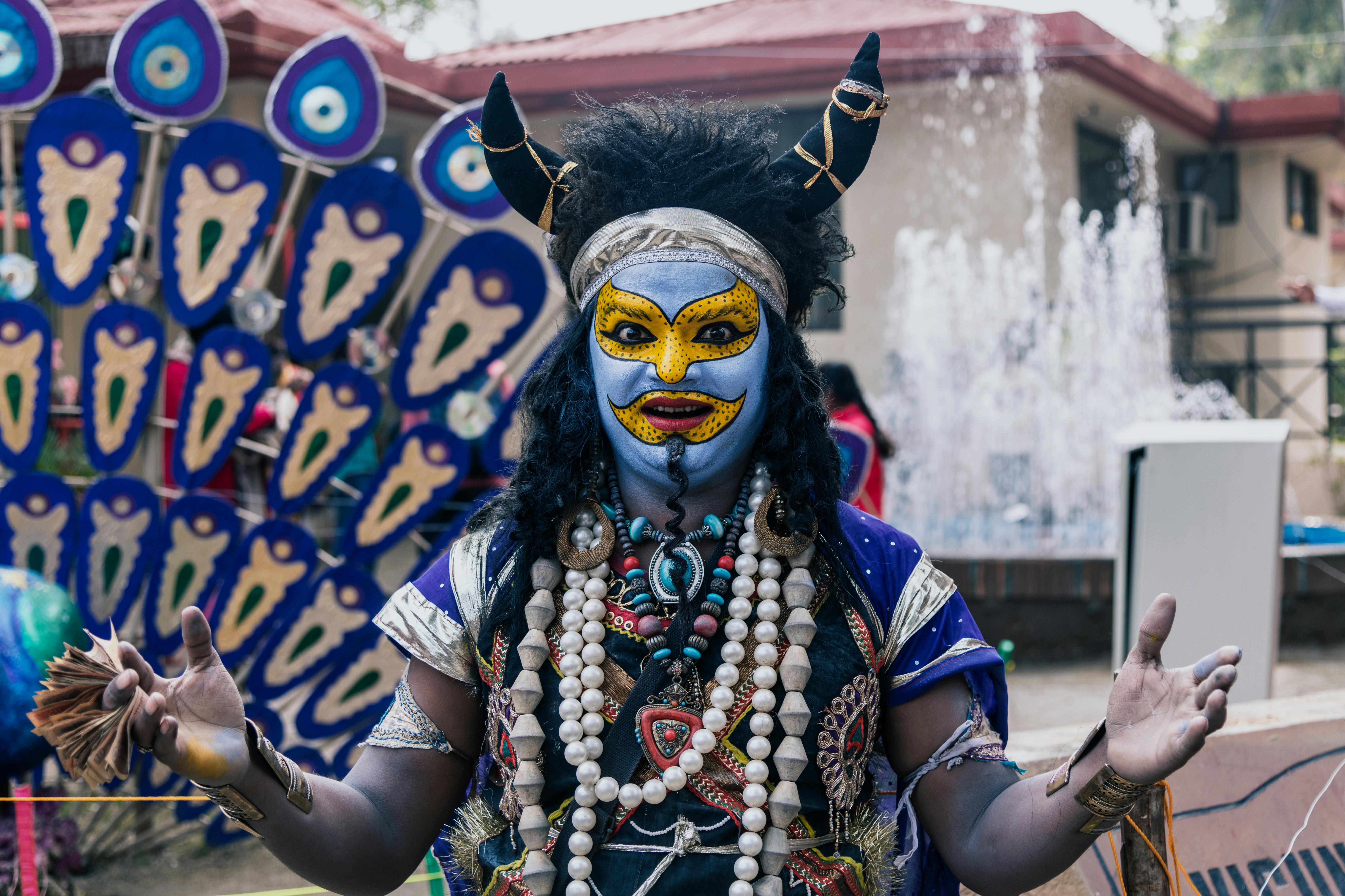 Colorful Indian Festival Performer in Traditional Costume · Free Stock ...