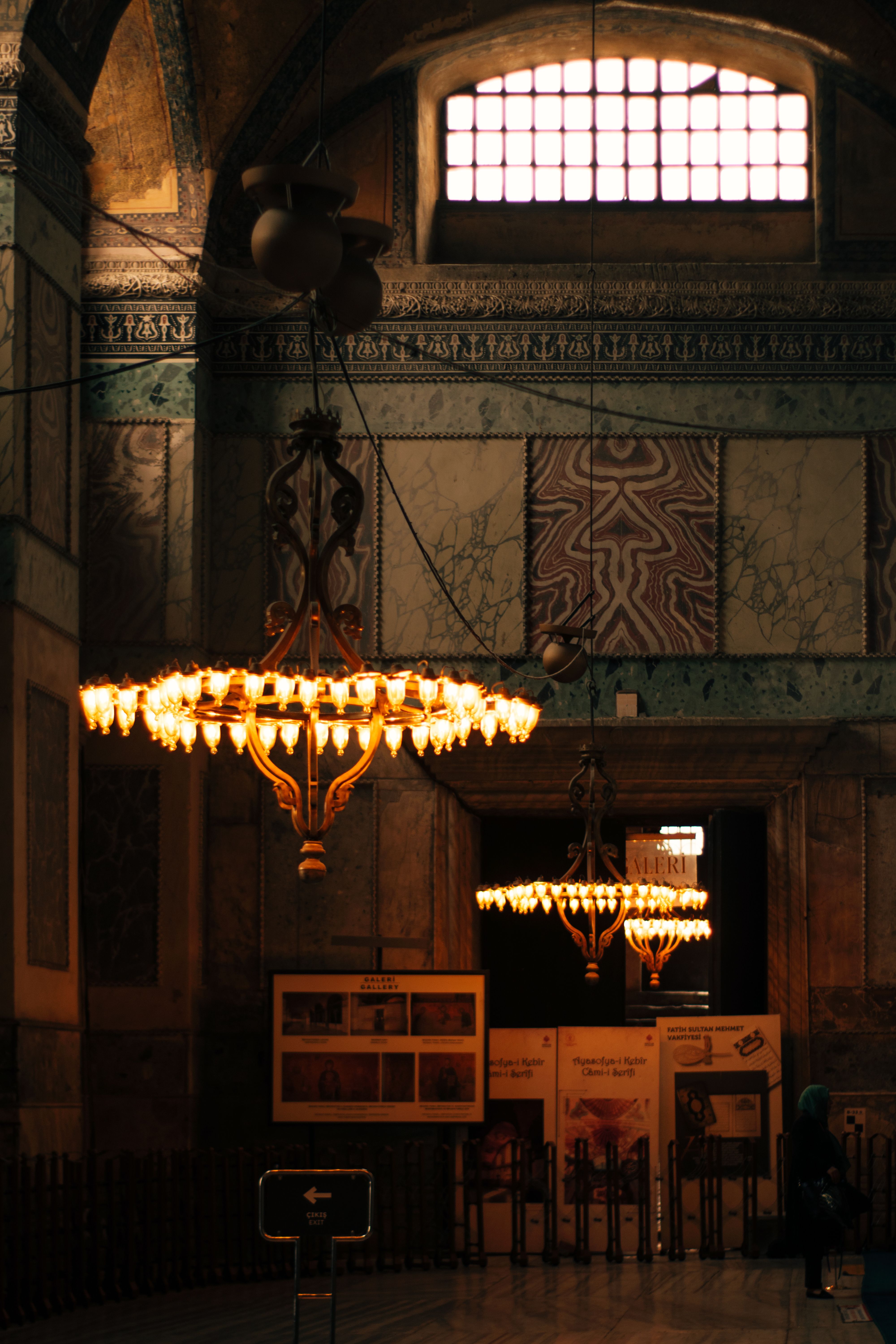 Historic Interior with Chandeliers and Ornate Decor · Free Stock Photo