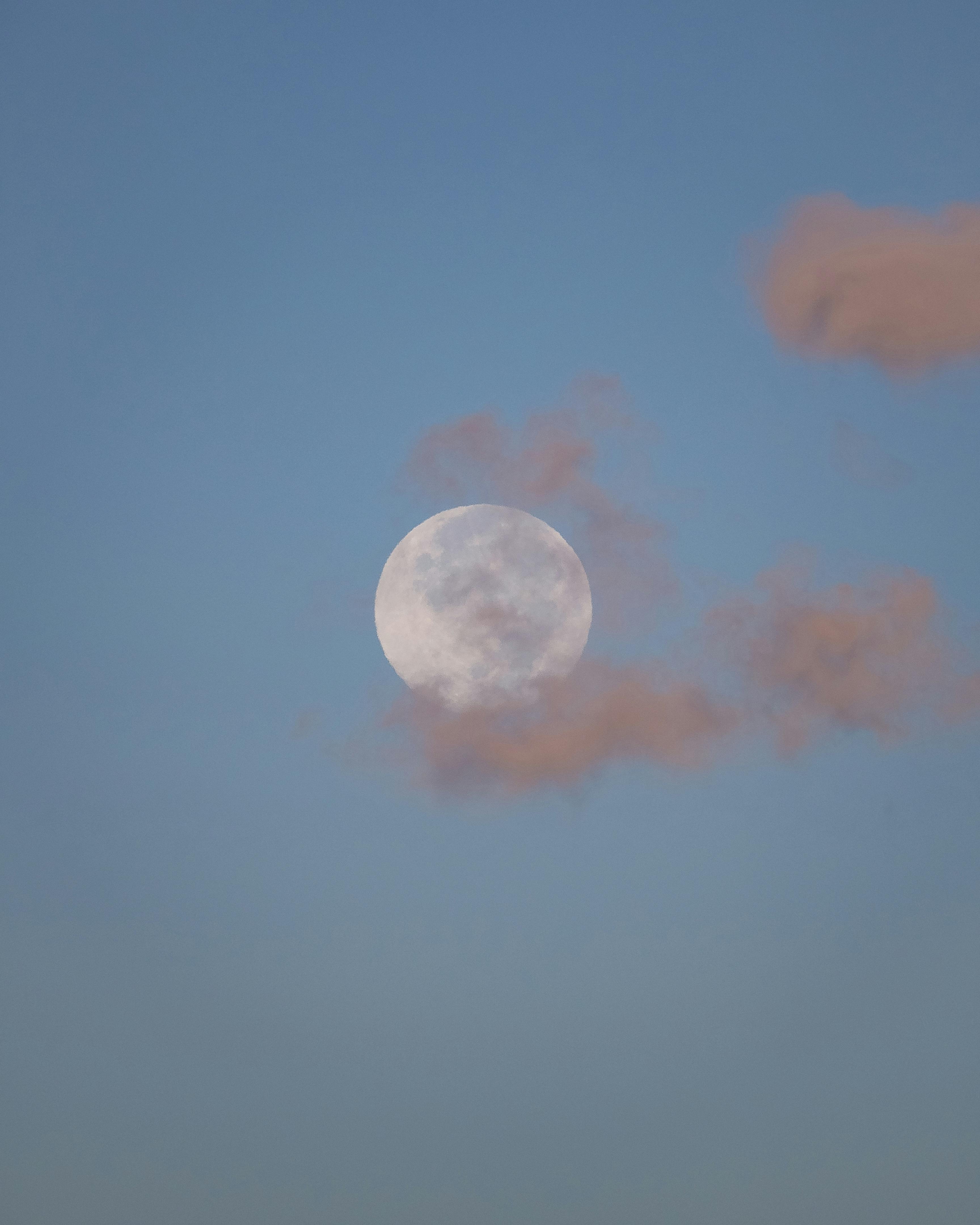 Moon in the Daytime Sky with Clouds · Free Stock Photo