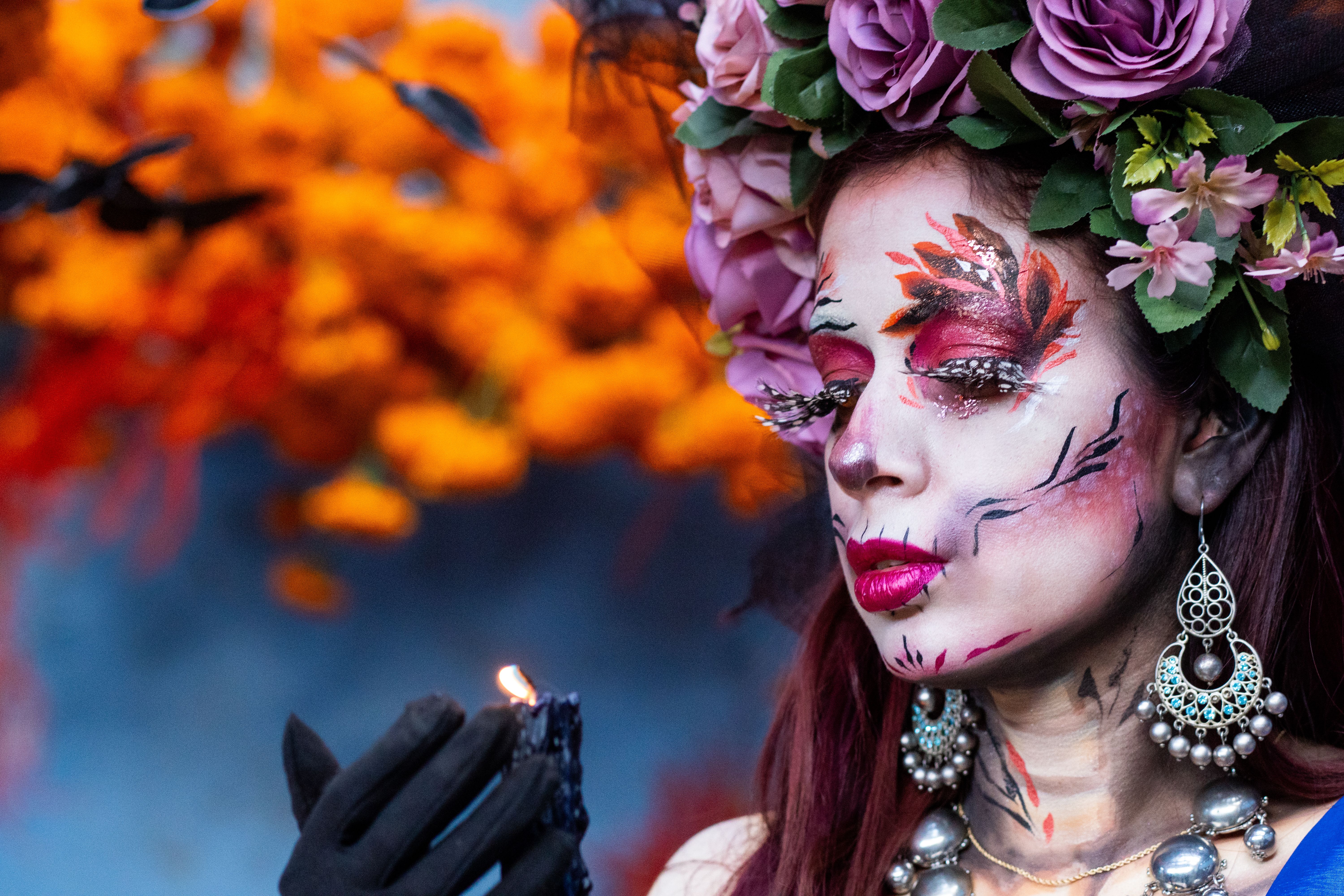 Vibrant Catrina Makeup for Día de los Muertos Celebration · Free Stock ...