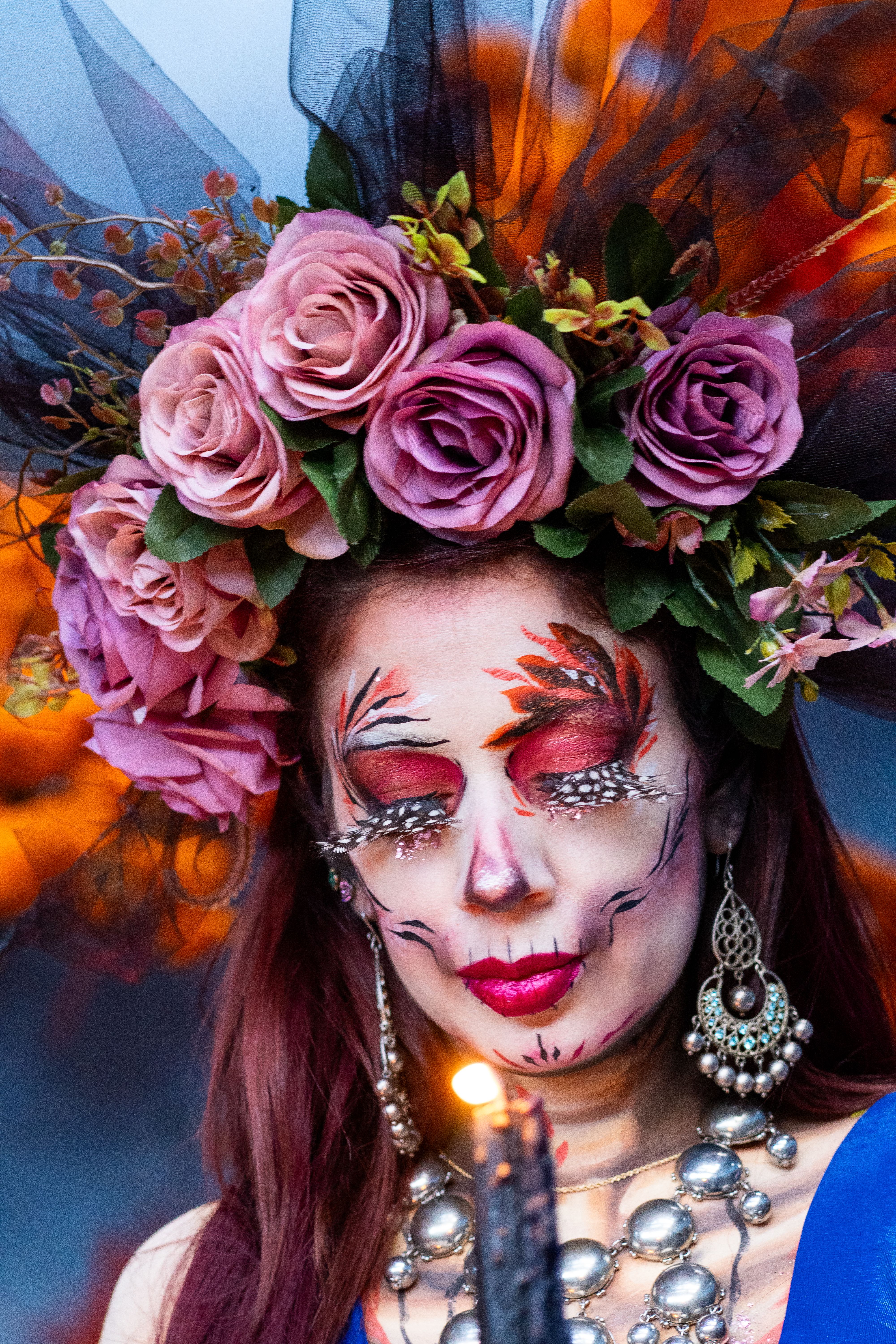 Vibrant Catrina Makeup for Day of the Dead Celebration · Free Stock Photo