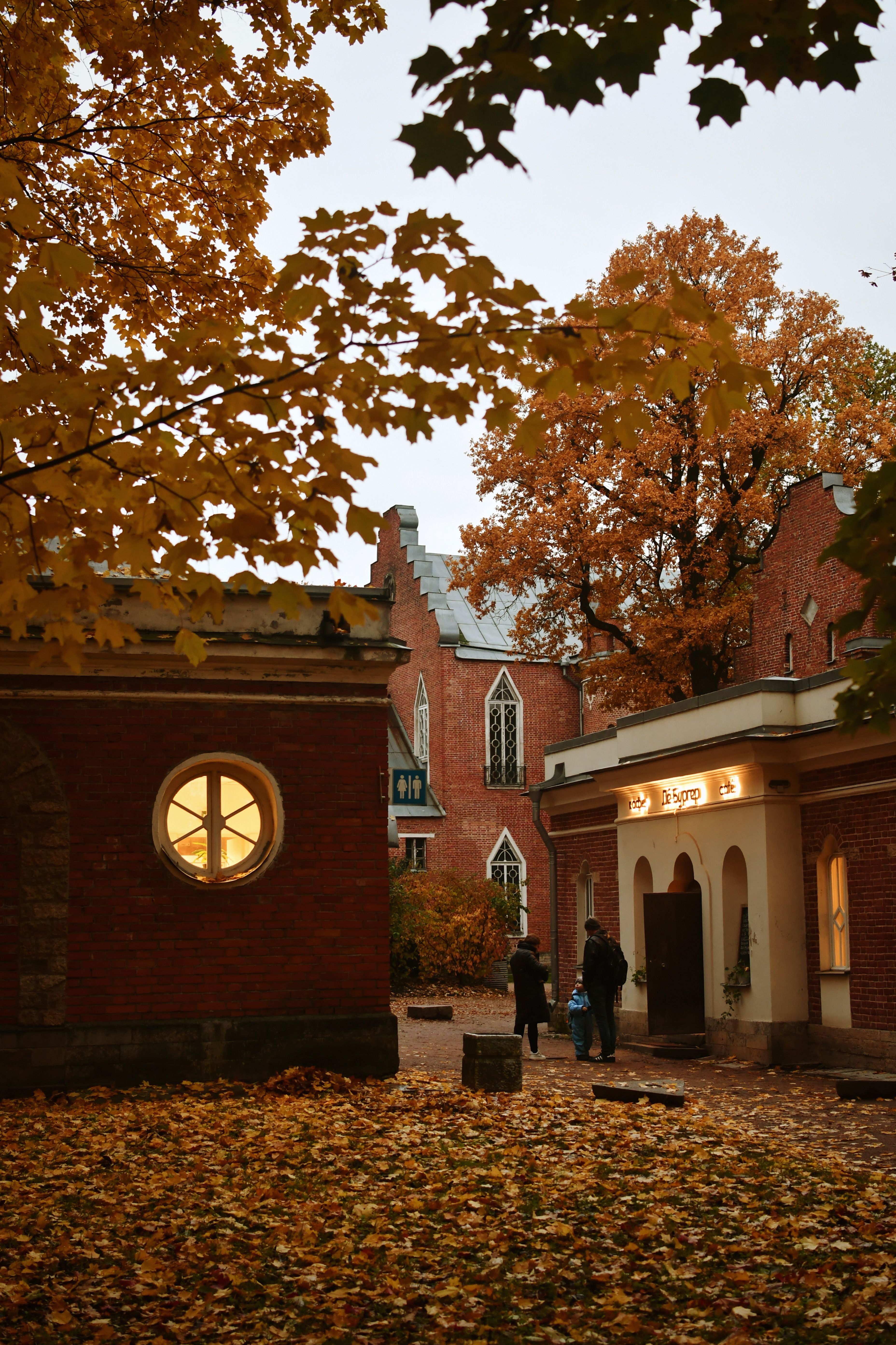 Charming Autumn Scene with Historic Brick Buildings · Free Stock Photo