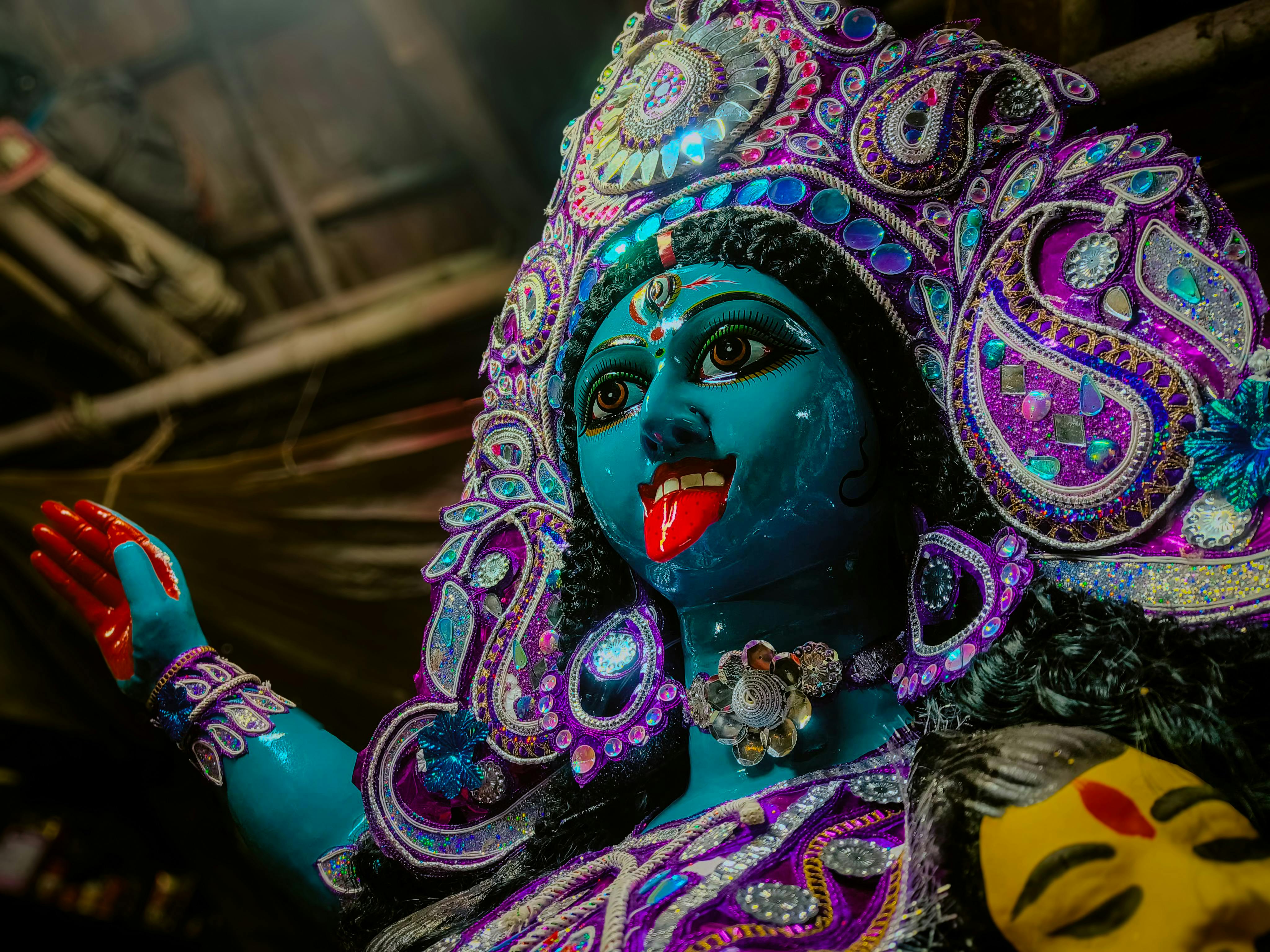 Vibrant Goddess Kali Statue with Intricate Details · Free Stock Photo