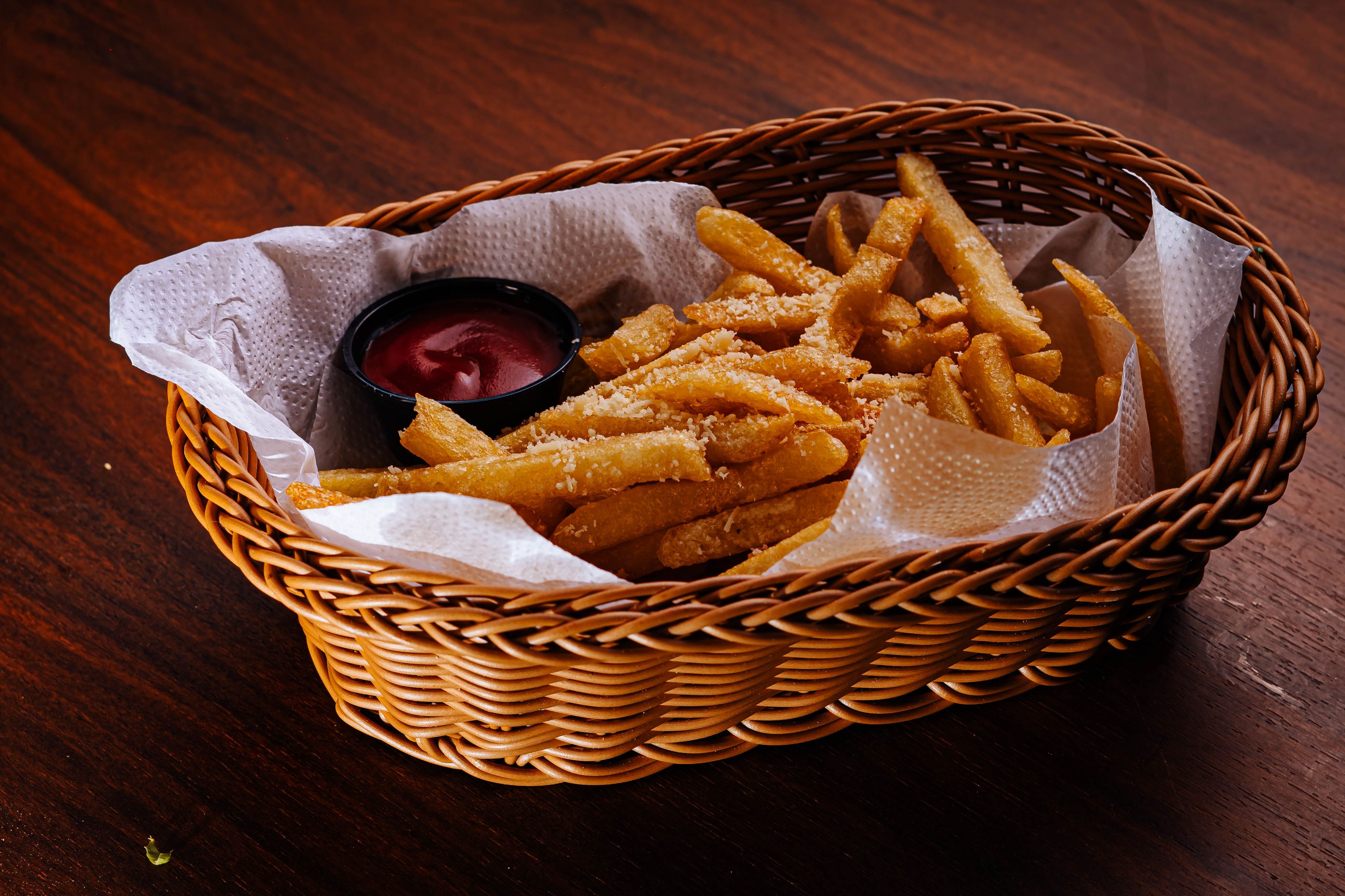 Crispy French Fries in Basket with Ketchup · Free Stock Photo