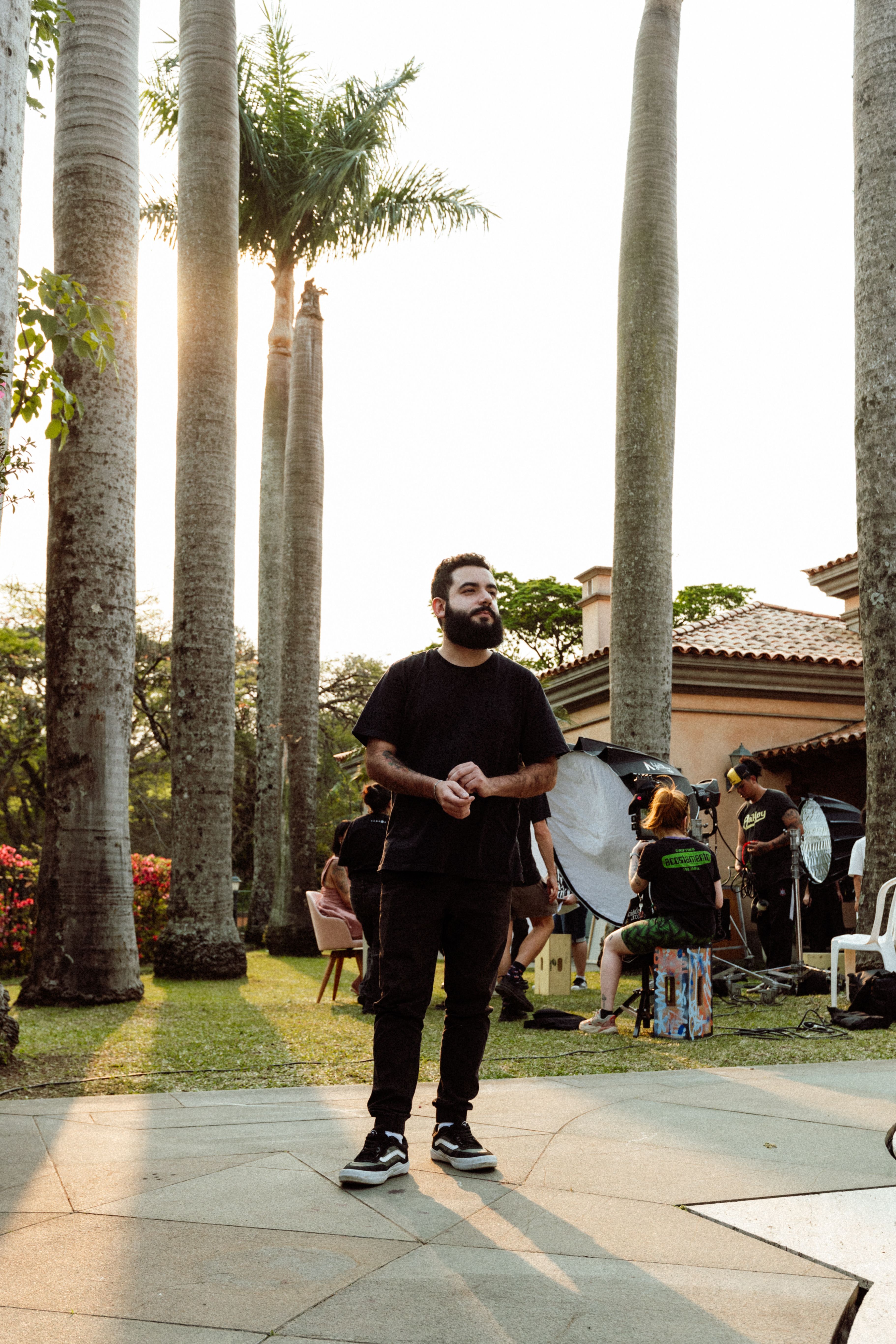 Outdoor Film Set with Crew in Natural Setting · Free Stock Photo