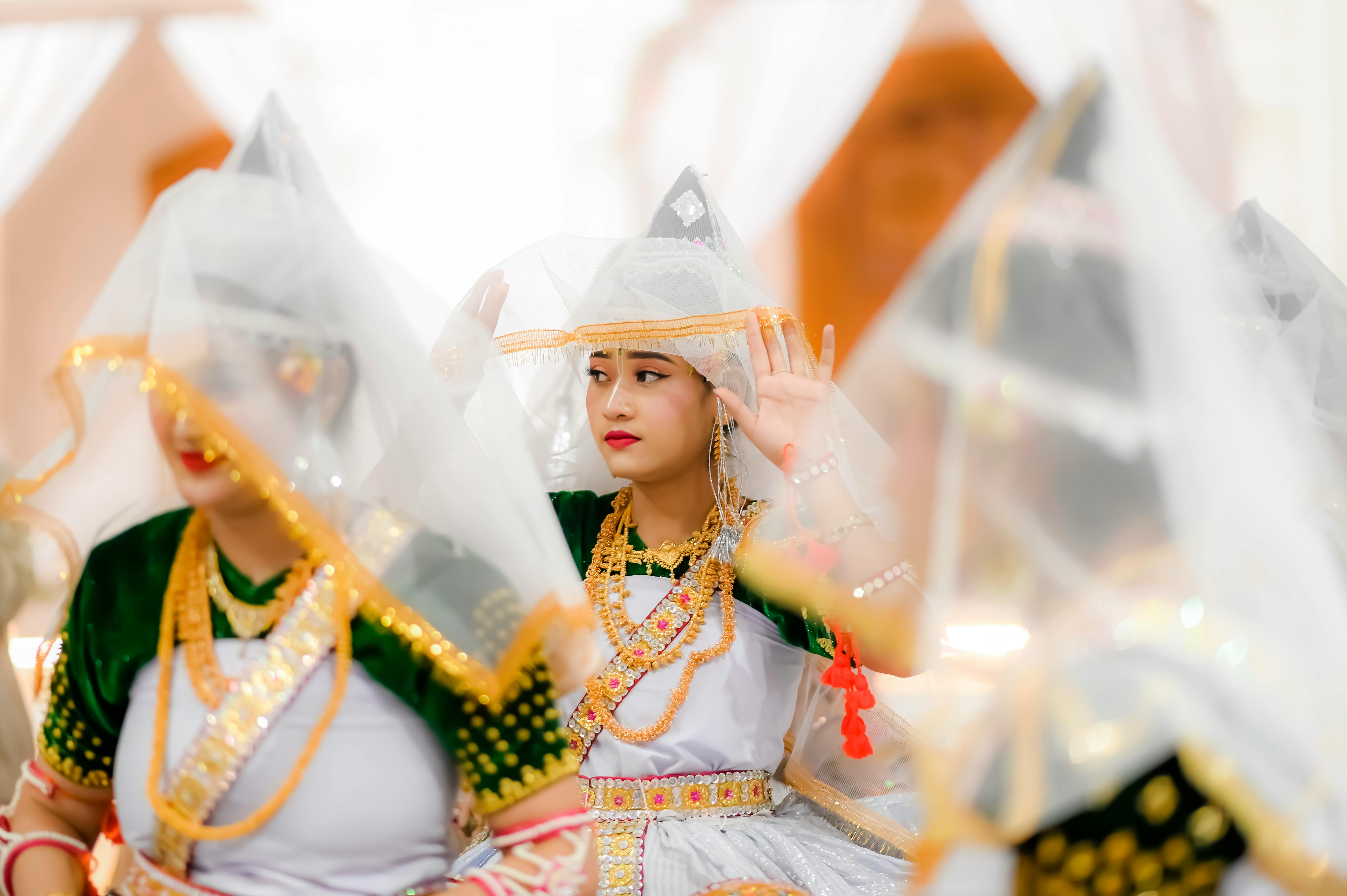 Traditional Manipuri Dancers in Cultural Attire · Free Stock Photo