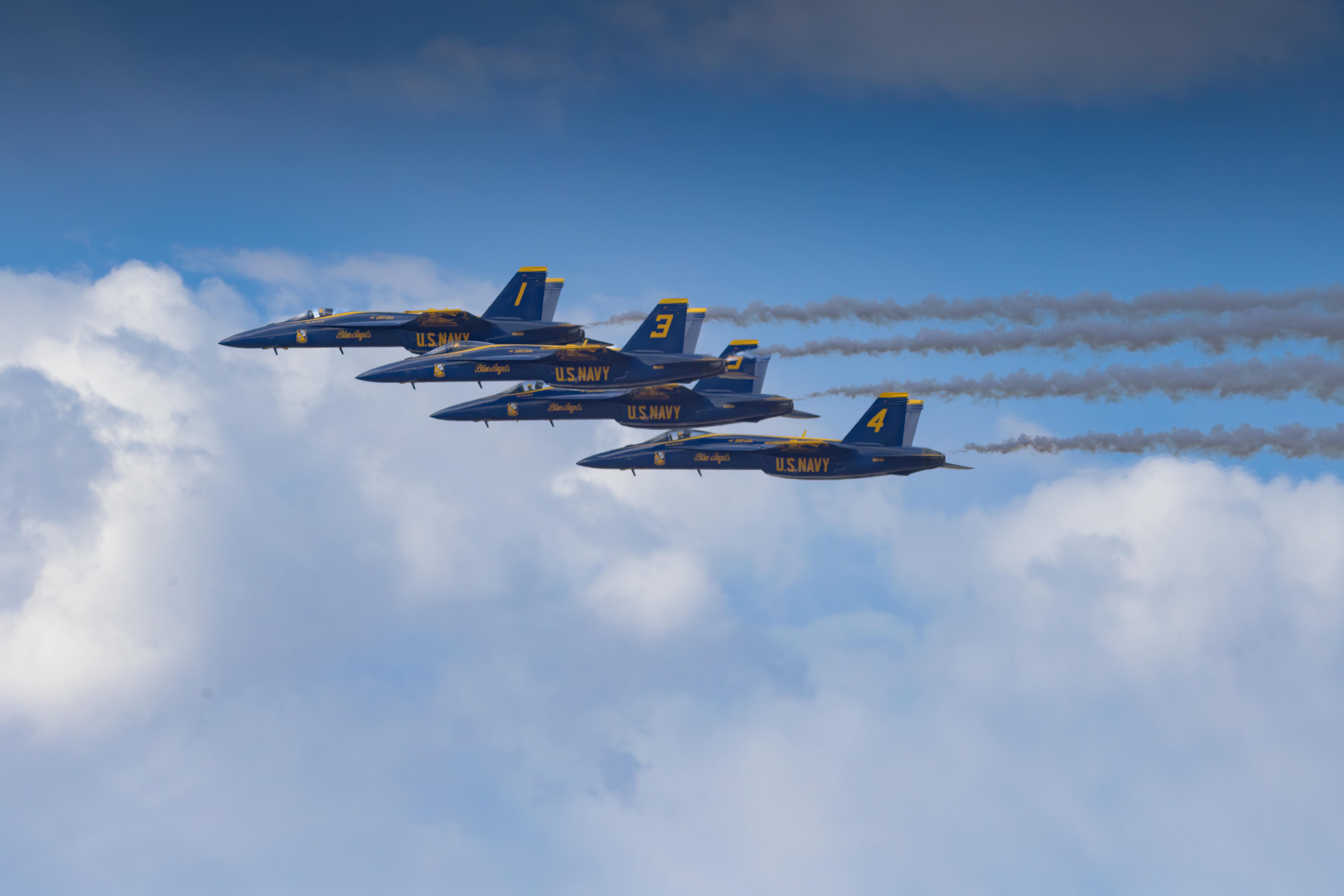 US Navy Blue Angels Jet Formation in Flight · Free Stock Photo