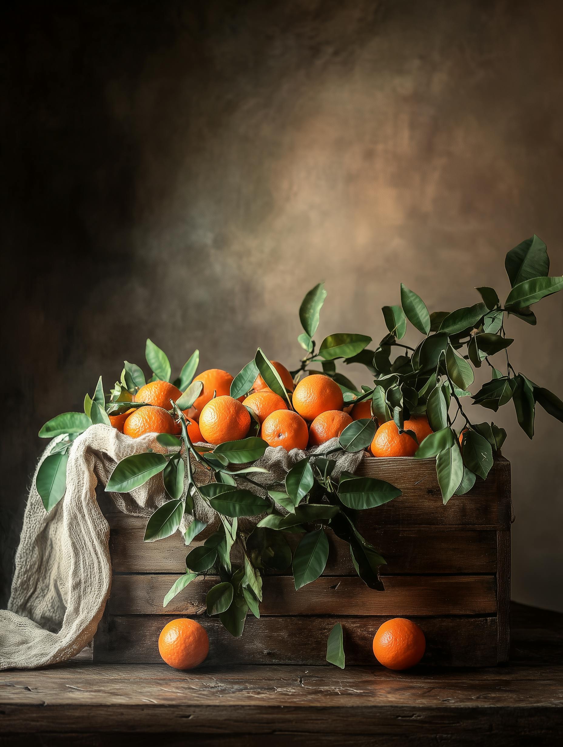 Rustic Crate of Oranges with Leaves · Free Stock Photo