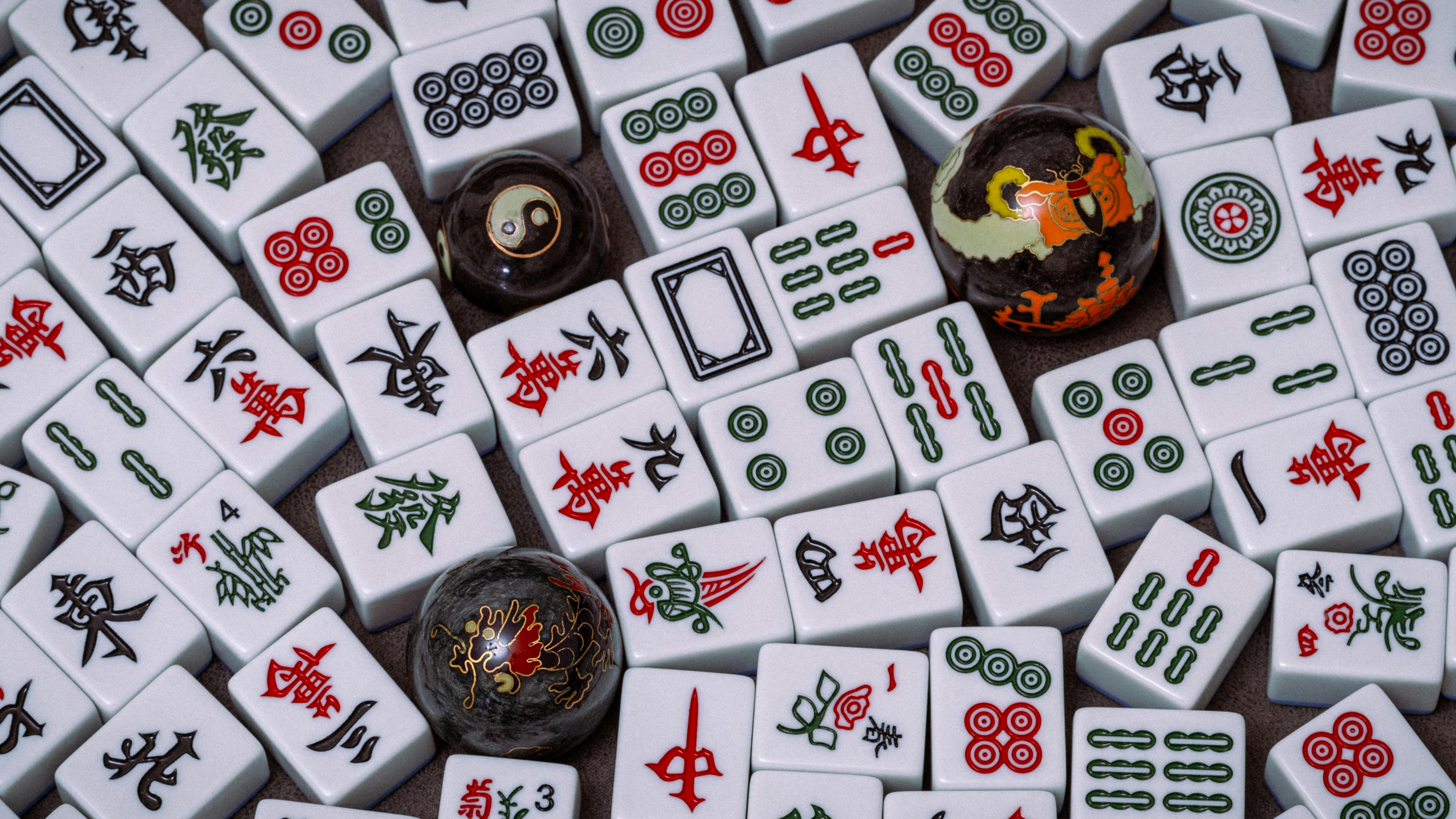Colorful Array of Mahjong Tiles and Baoding Balls · Free Stock Photo