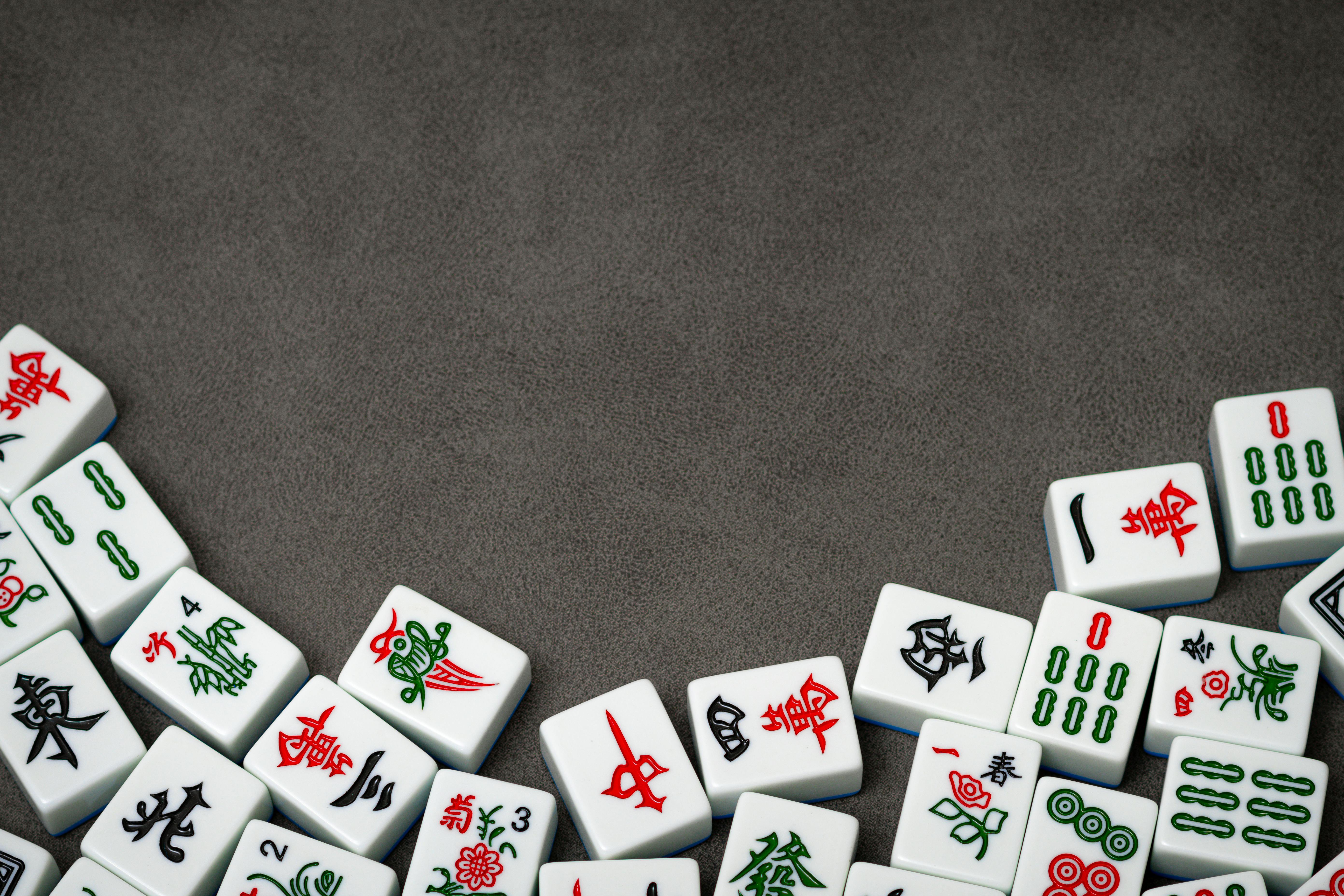 Mahjong Tiles on Grey Surface Flat Lay · Free Stock Photo