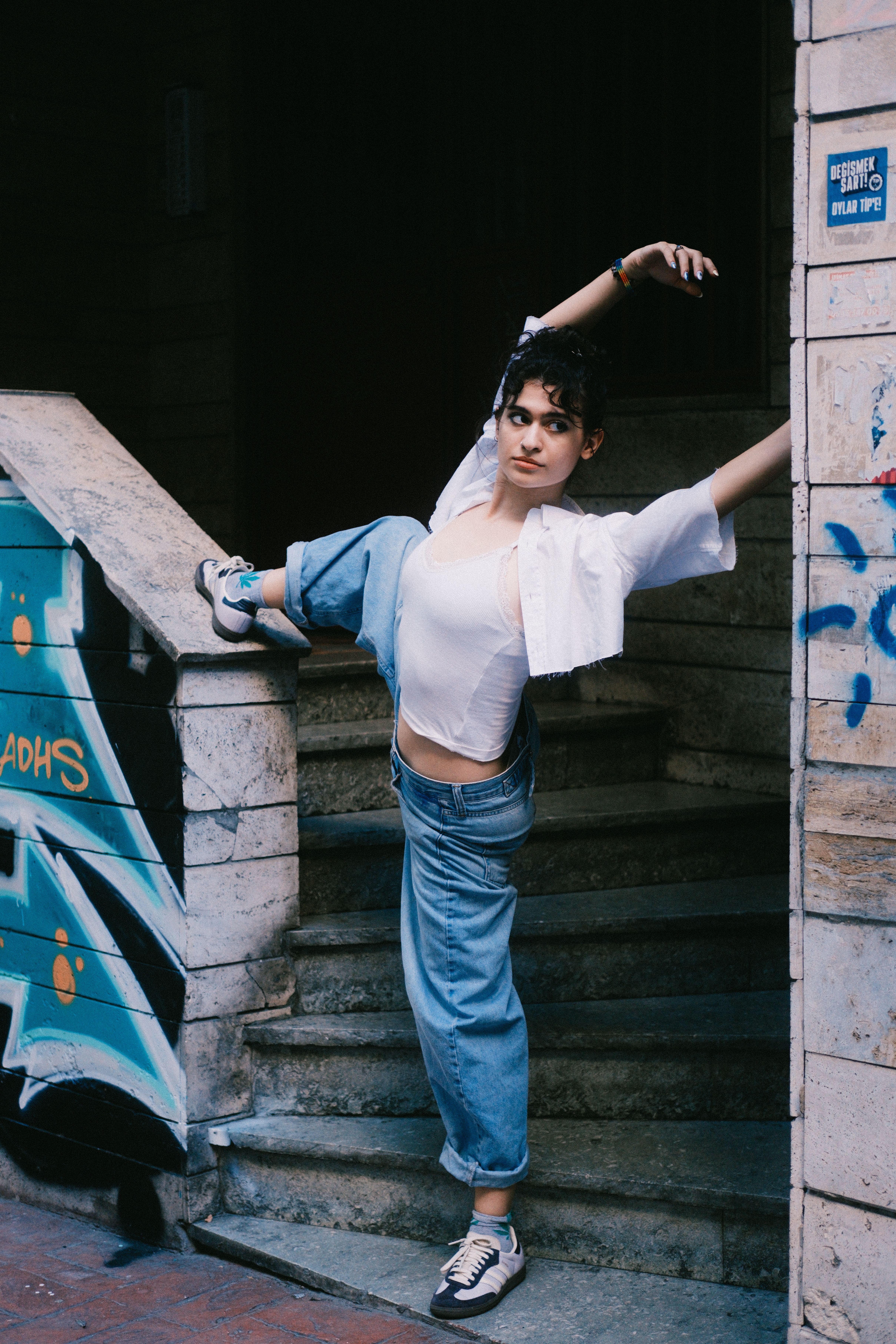 Street Dancer Posing on Urban Staircase · Free Stock Photo