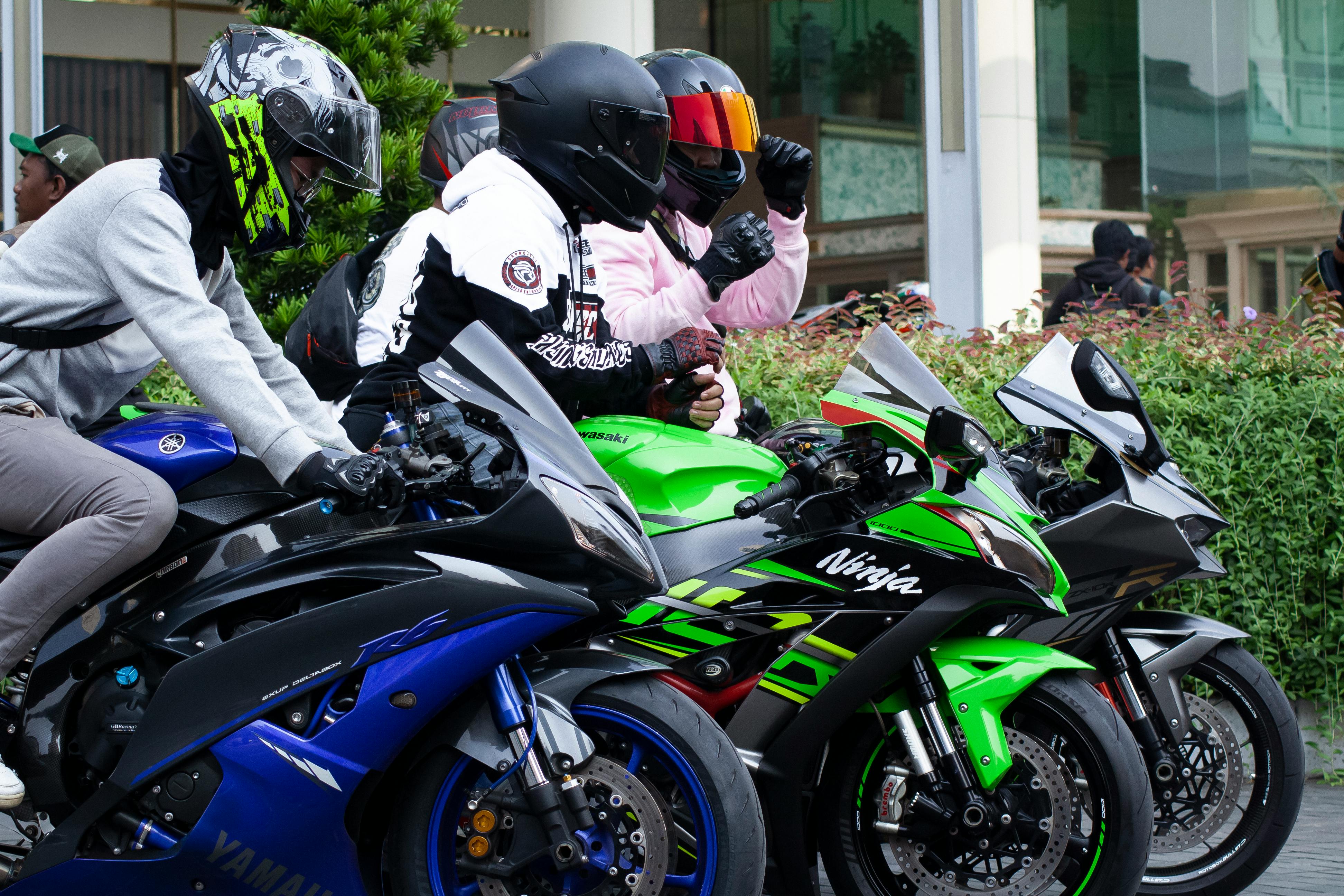 Group of Motorcyclists Riding Sports Bikes · Free Stock Photo
