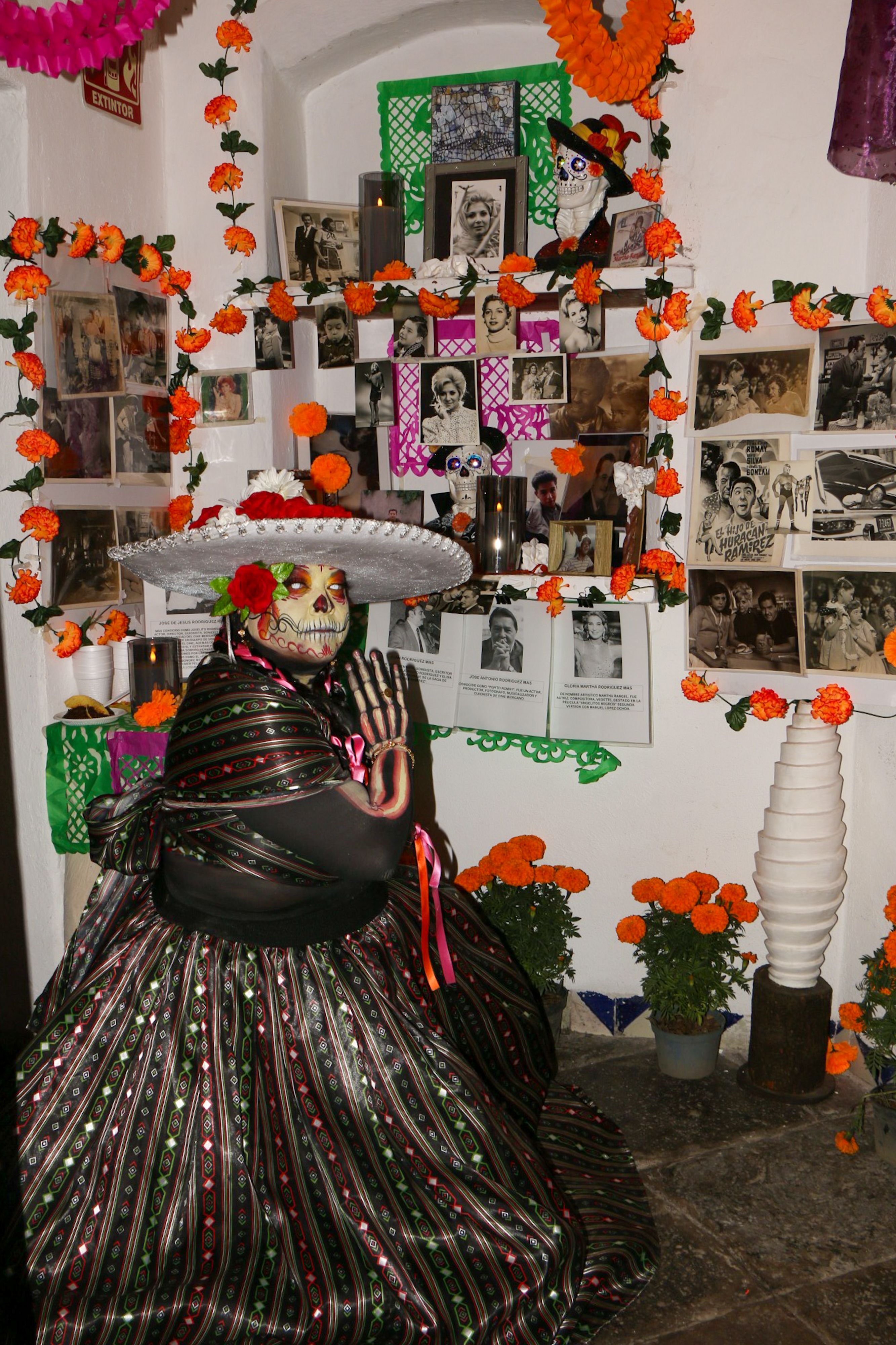 Colorful Day of the Dead Altar with Catrina Figurine · Free Stock Photo