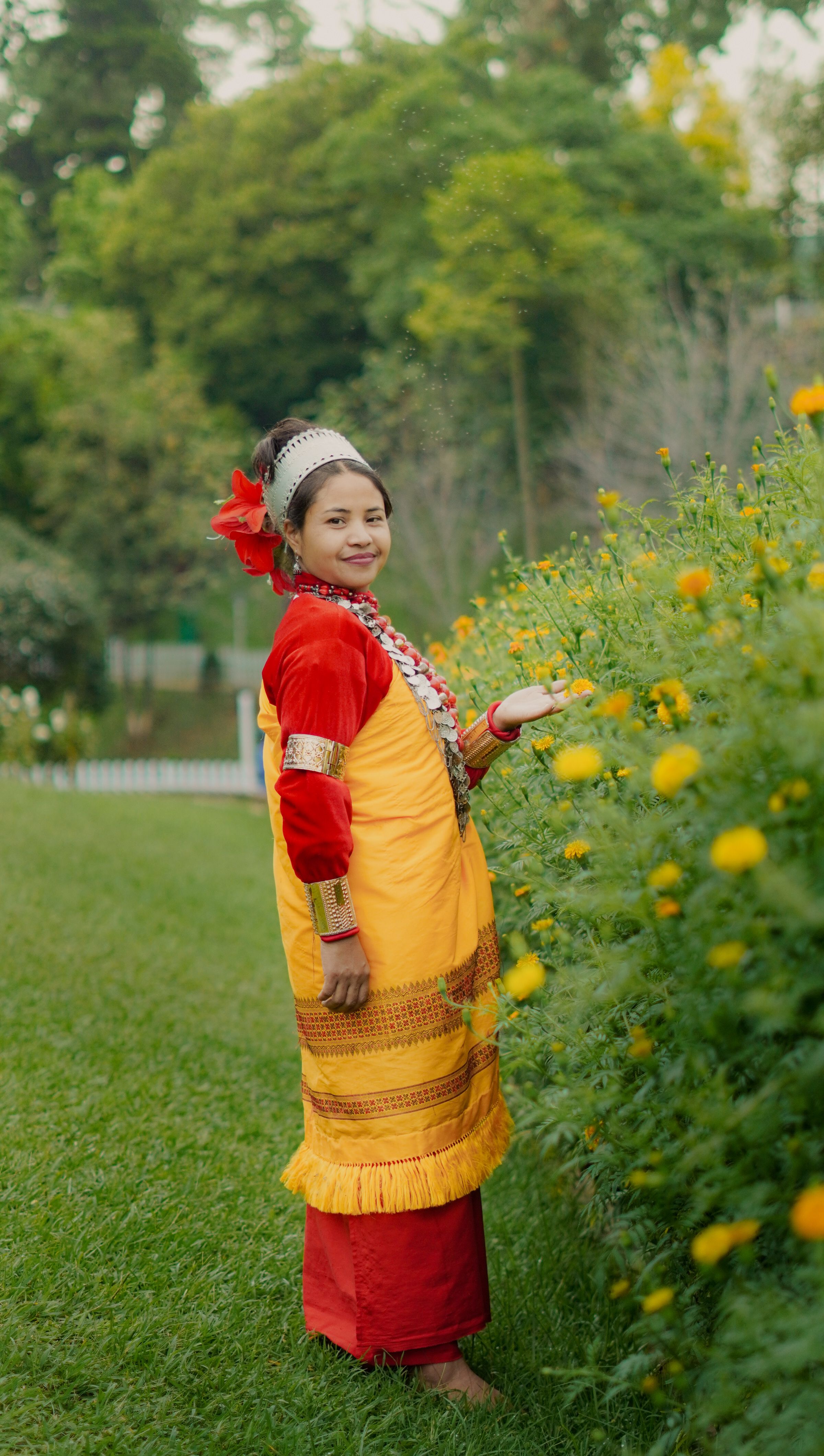 Traditional Cultural Dress in Blooming Garden · Free Stock Photo