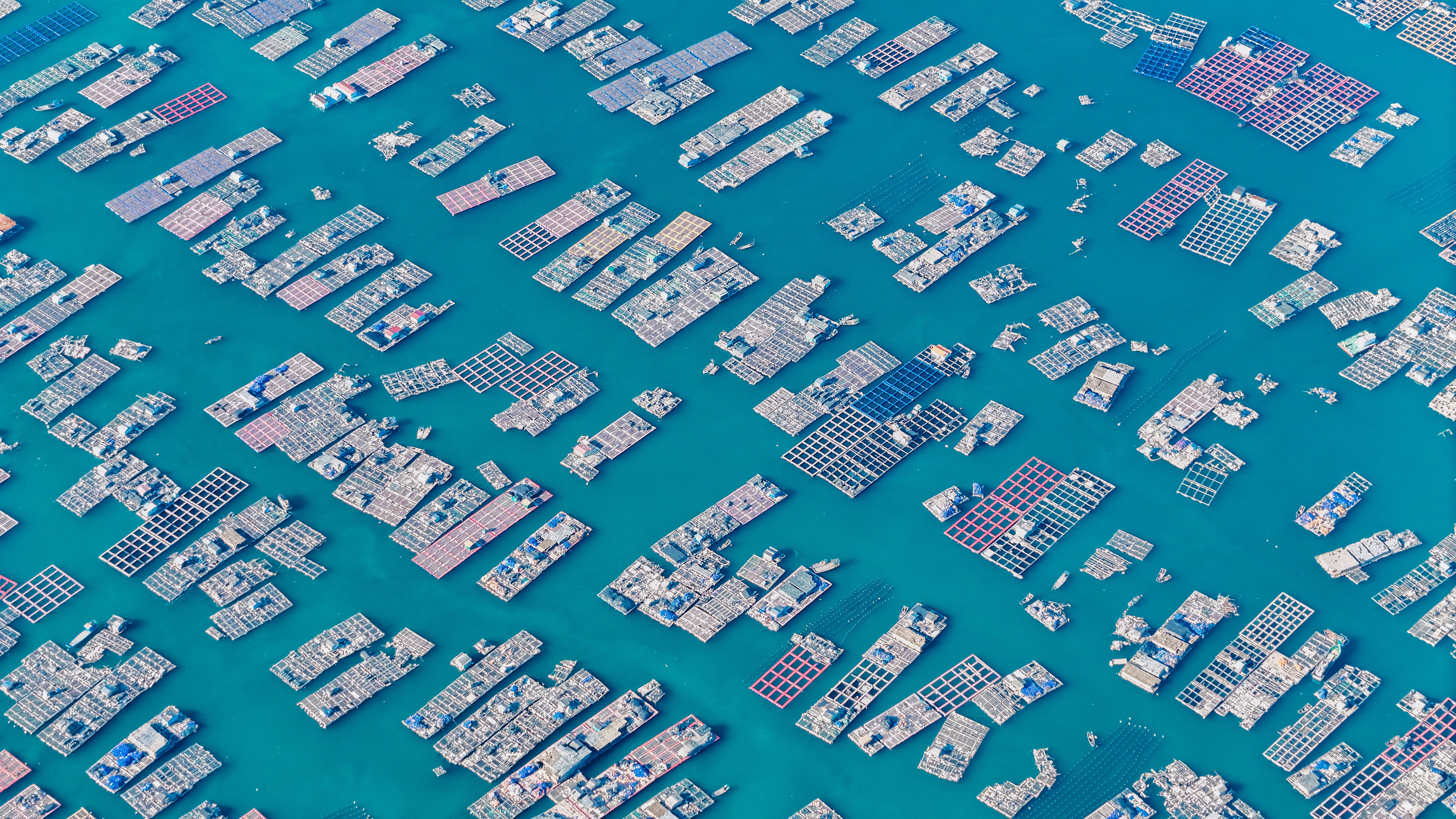 Aerial View of Fish Farms in Aqua Blue Waters · Free Stock Photo