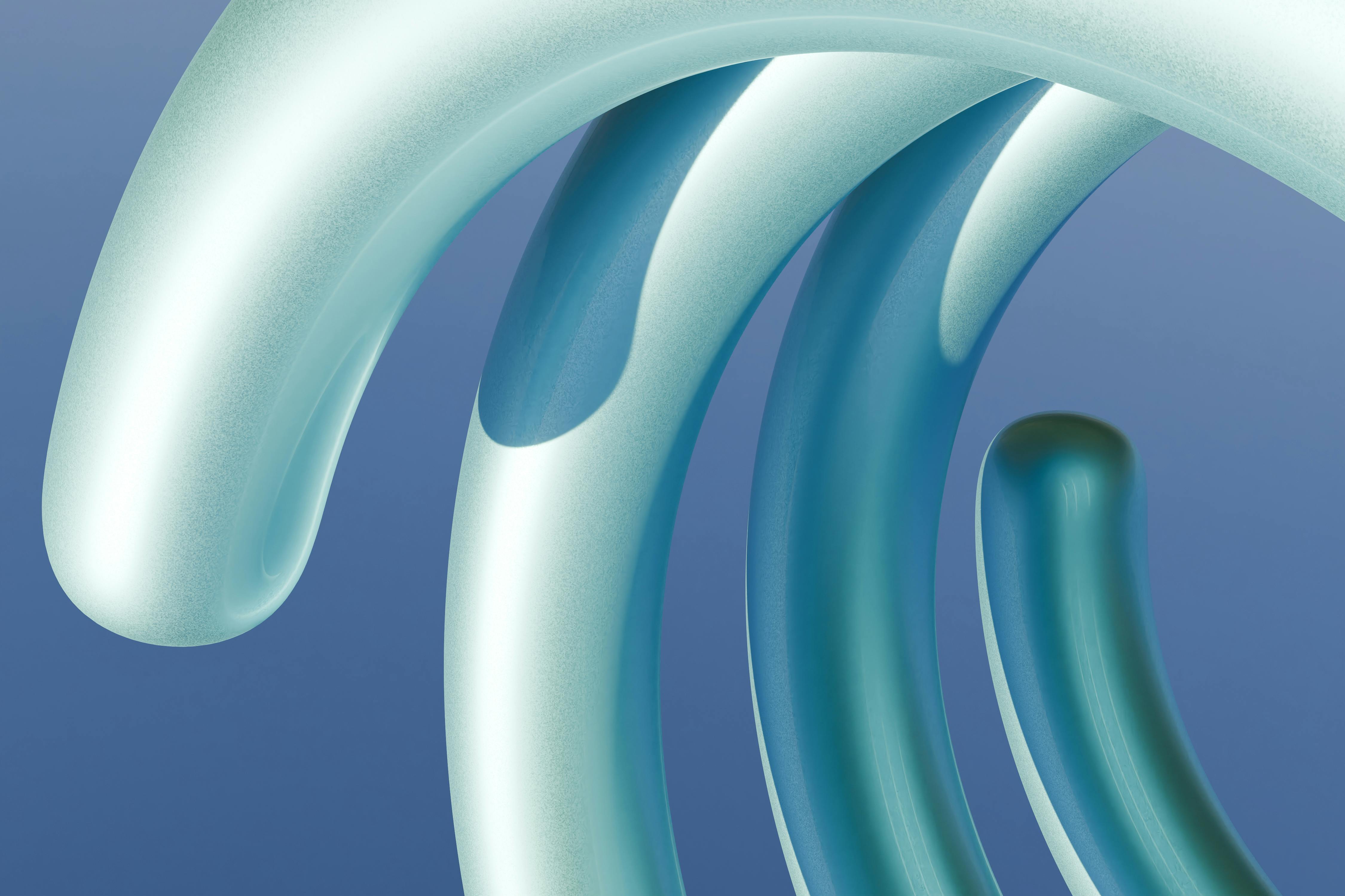 Formas Curvas Abstractas En 3 D Con Degradado Azul · Foto de stock gratuita