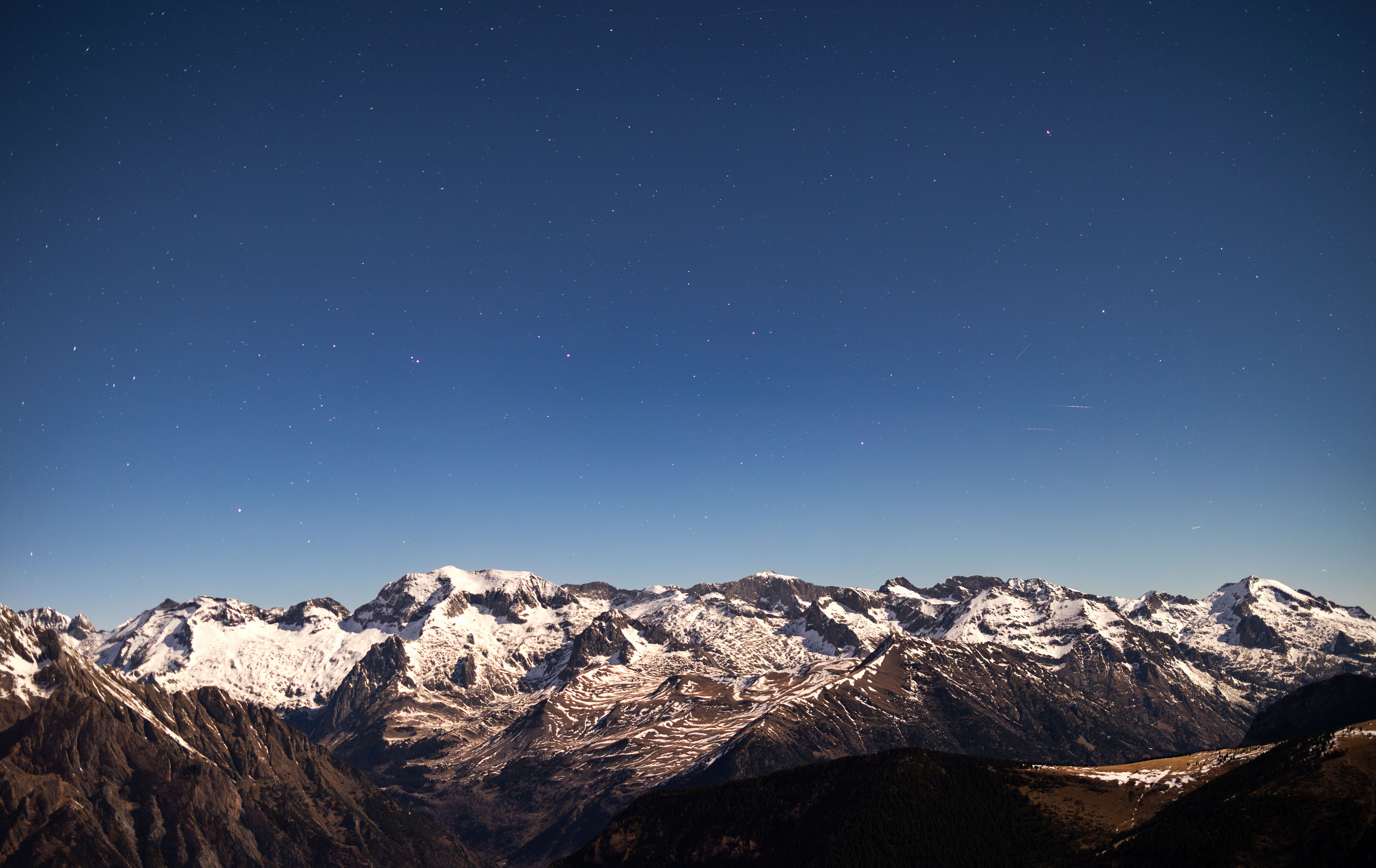 Stunning Night View of Pyrenees Mountain Range · Free Stock Photo