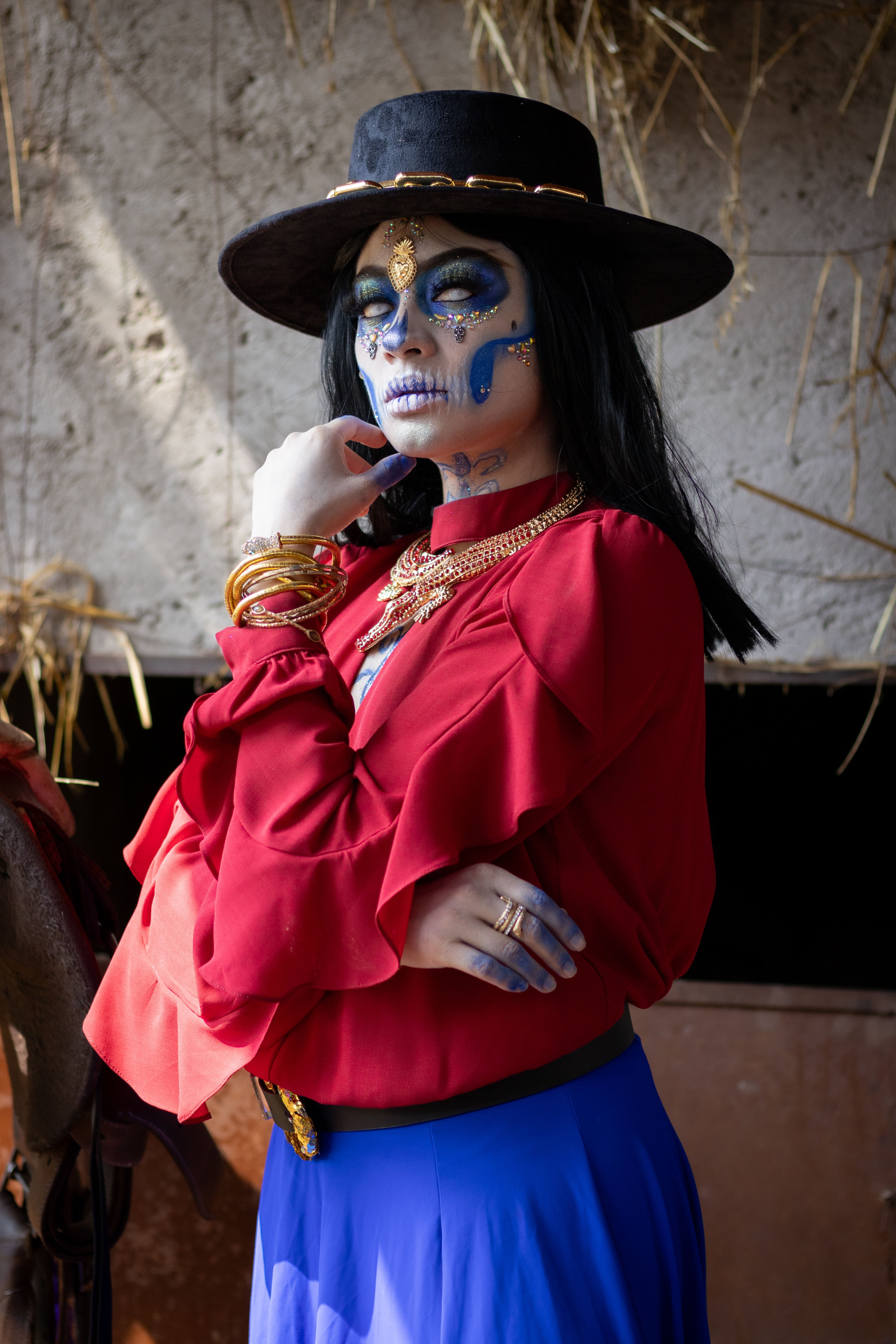 Day of the Dead Costume with Traditional Makeup · Free Stock Photo