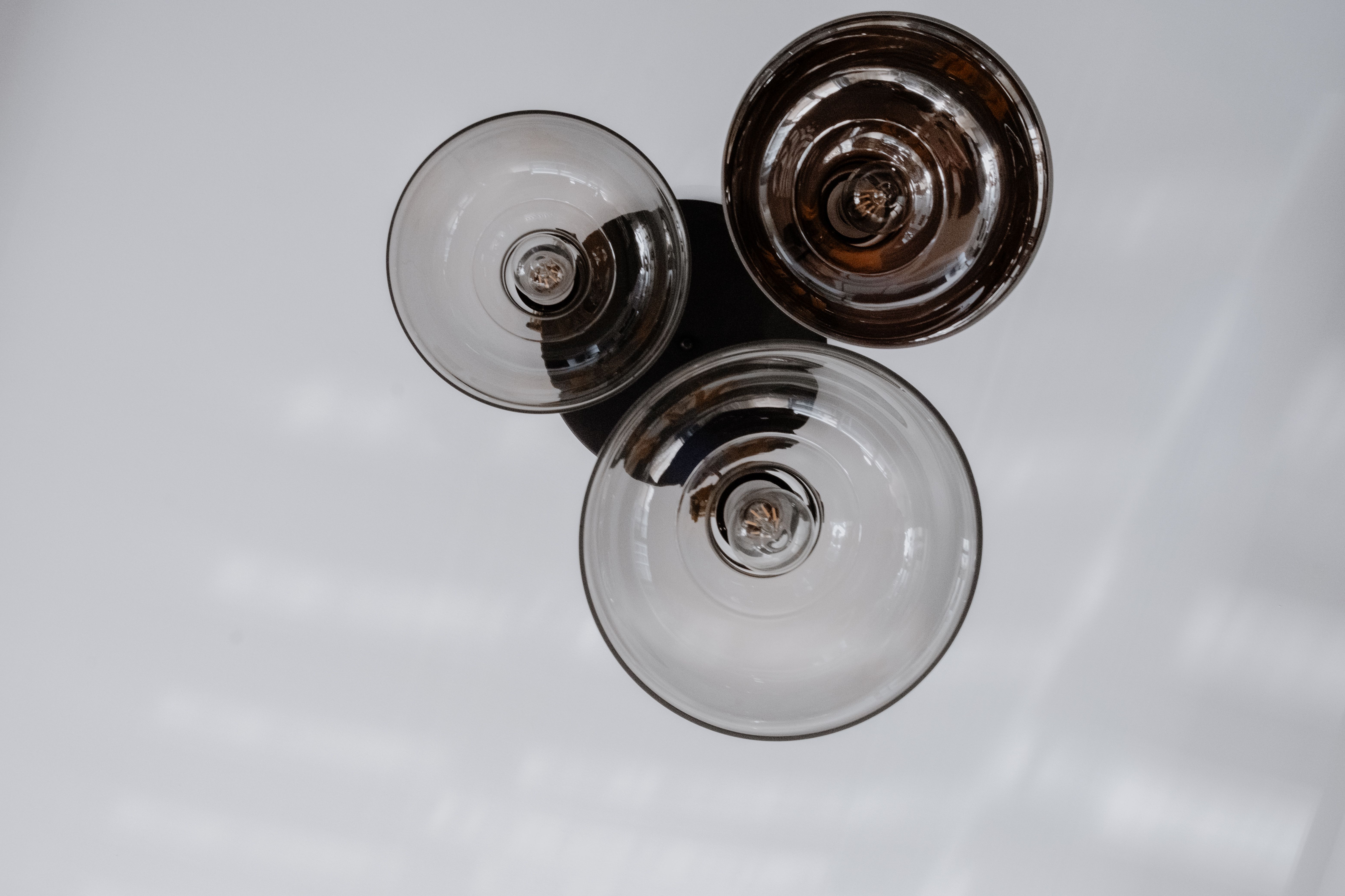 Minimalist Overhead View of Three Glass Bowls · Free Stock Photo