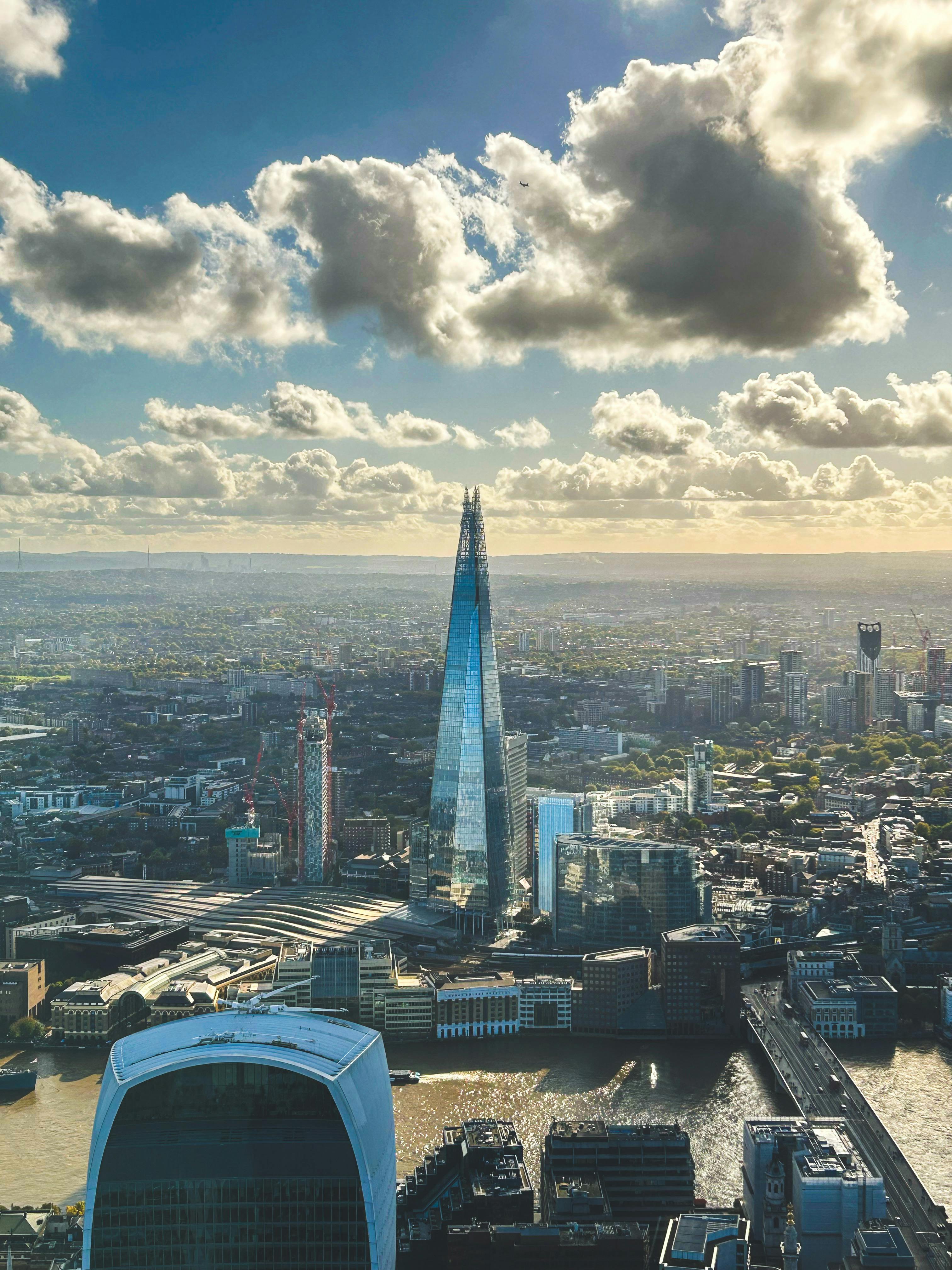 Aerial View of London with Iconic Shard Skyscraper · Free Stock Photo