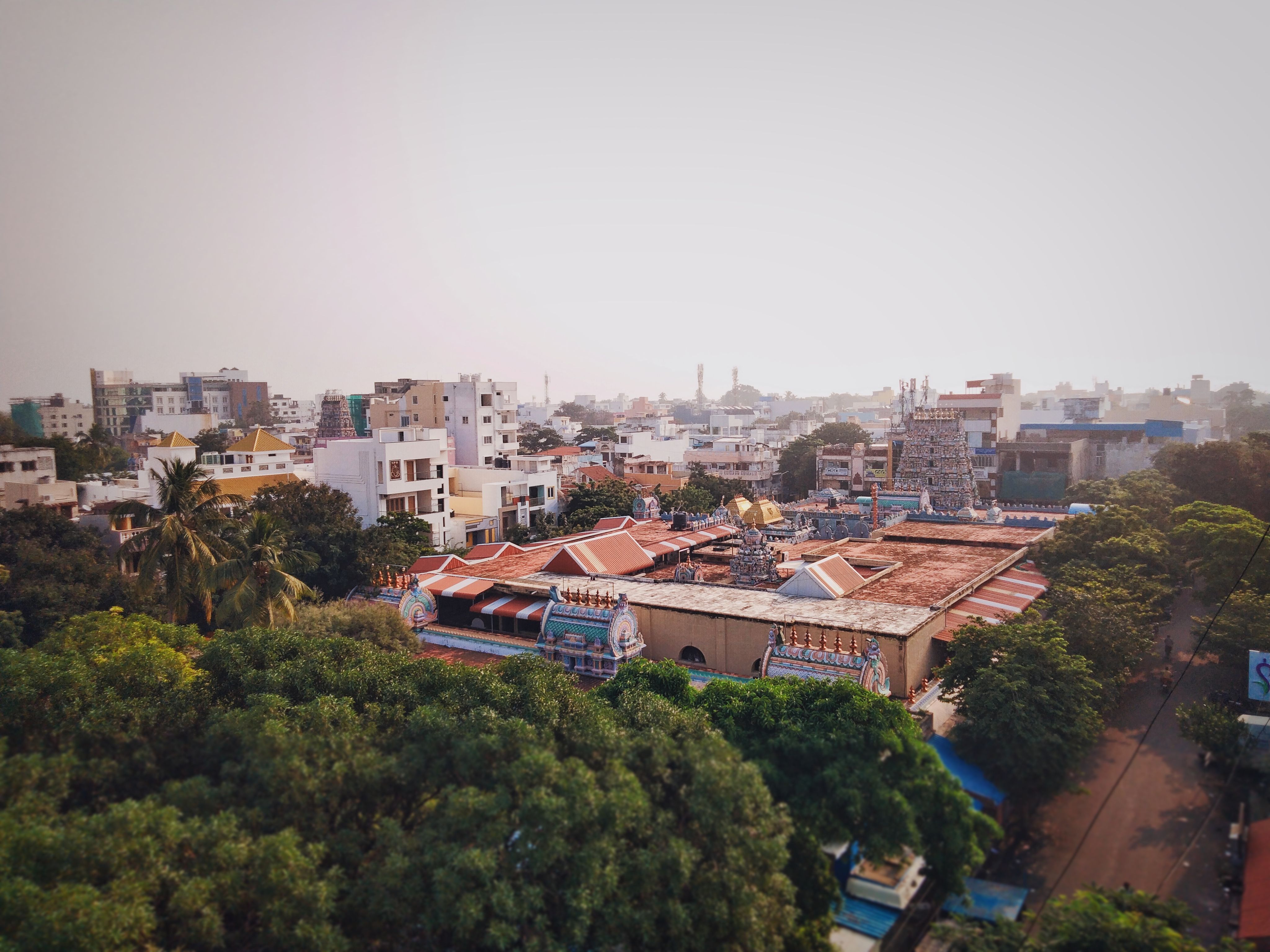 Aerial View of Puducherry Temple and Cityscape · Free Stock Photo