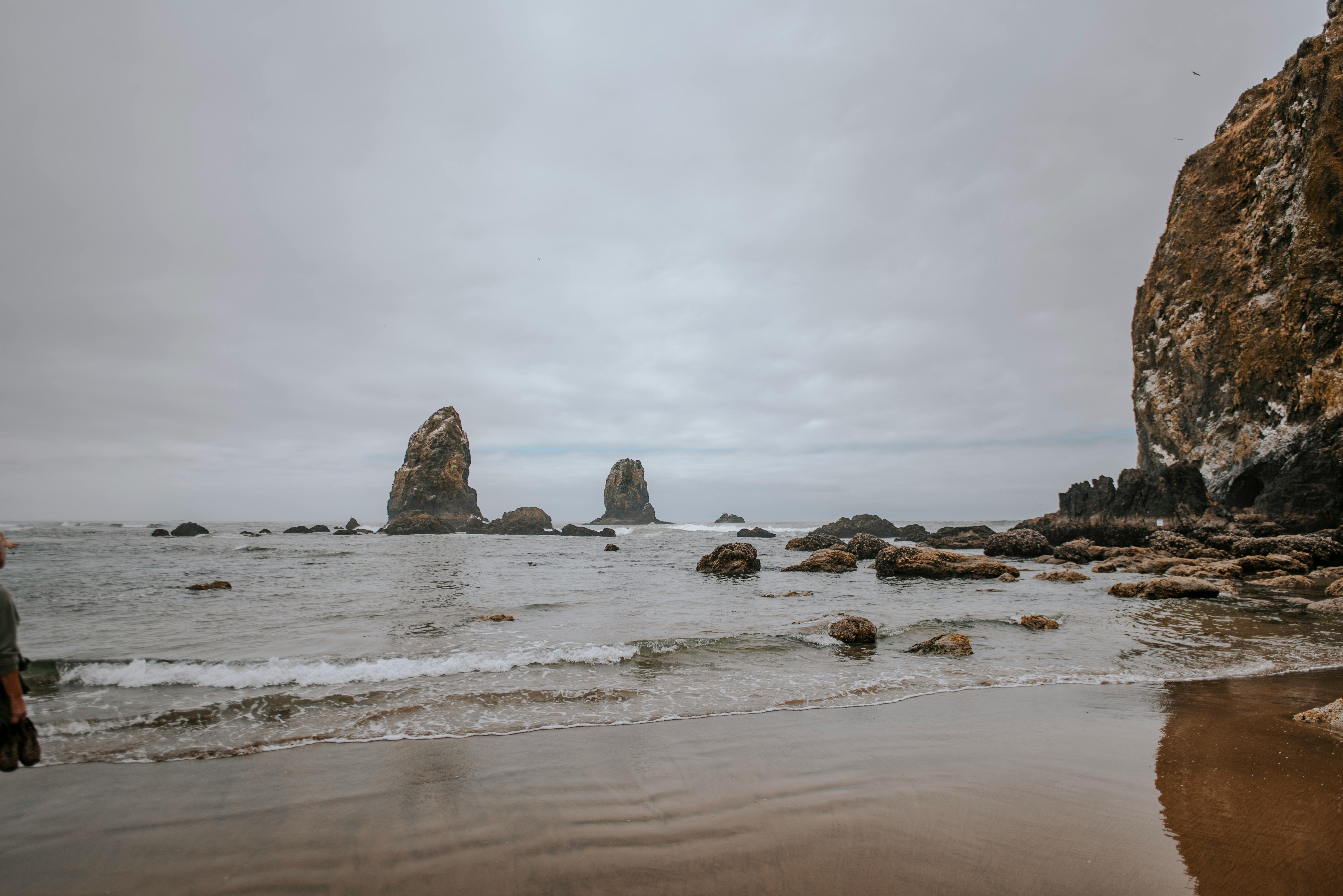 Serene Beach View With Iconic Sea Stacks · Free Stock Photo