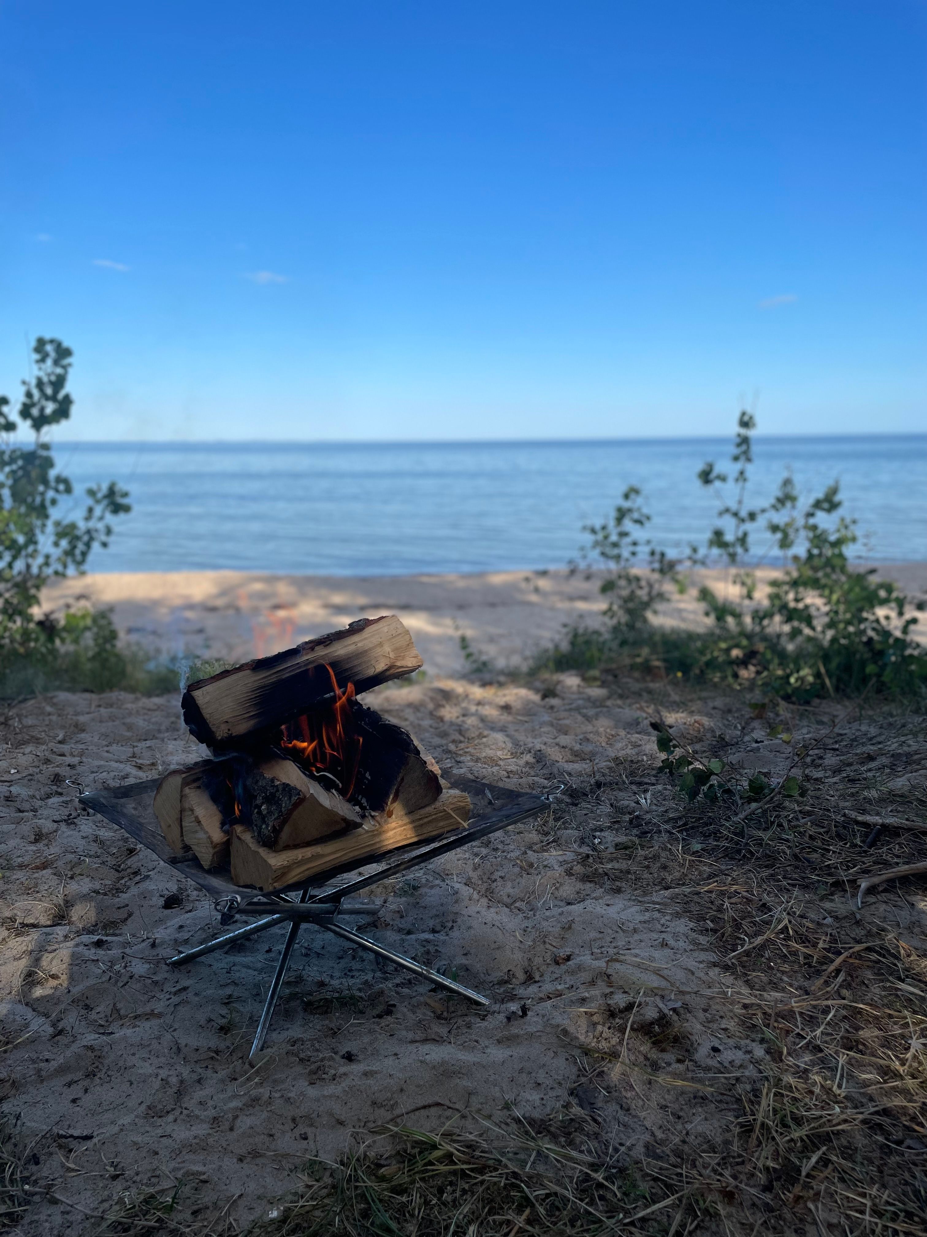 Scenic Beach Campfire with Ocean View · Free Stock Photo