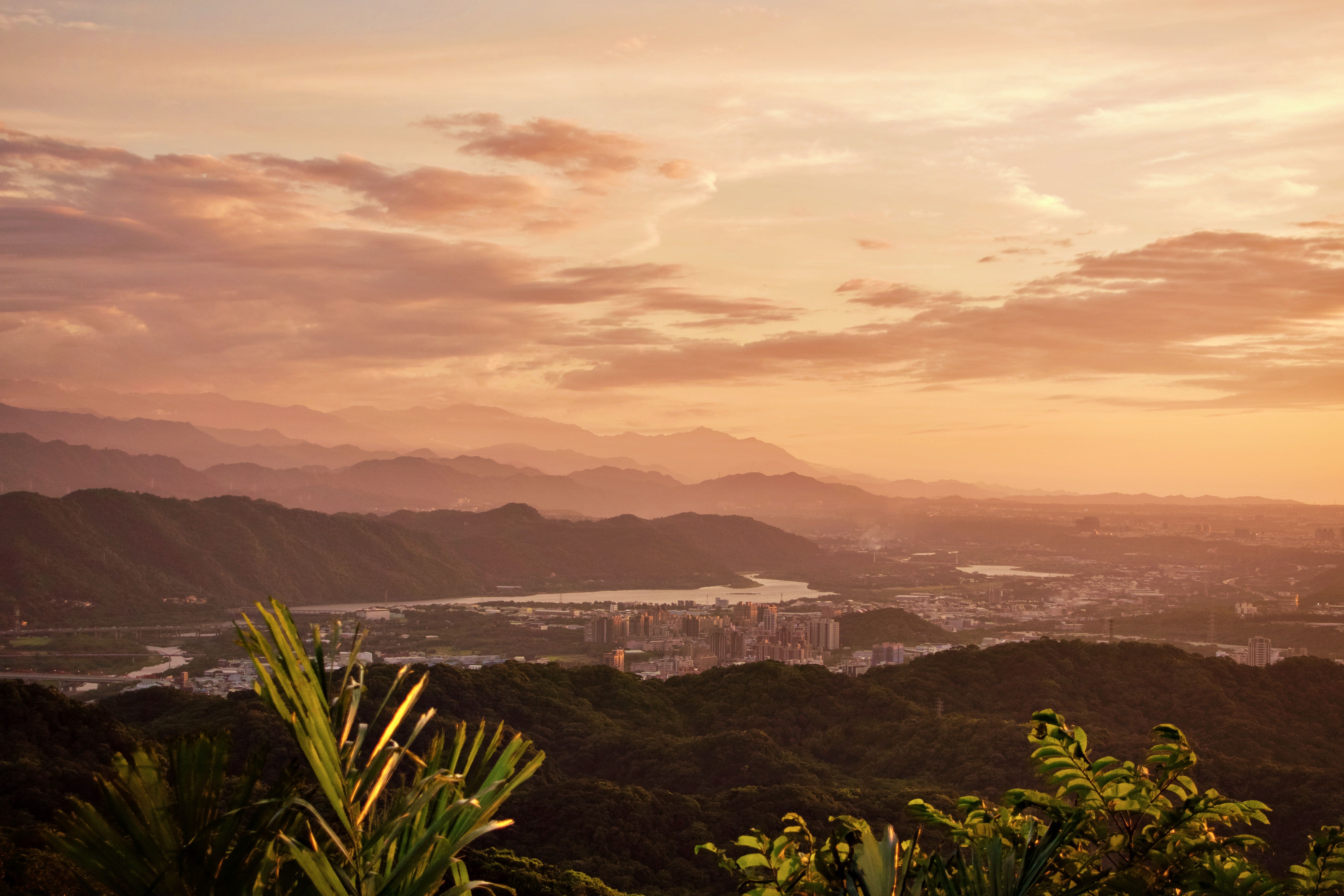 Sunset Over Taipei Mountains and Skyline · Free Stock Photo