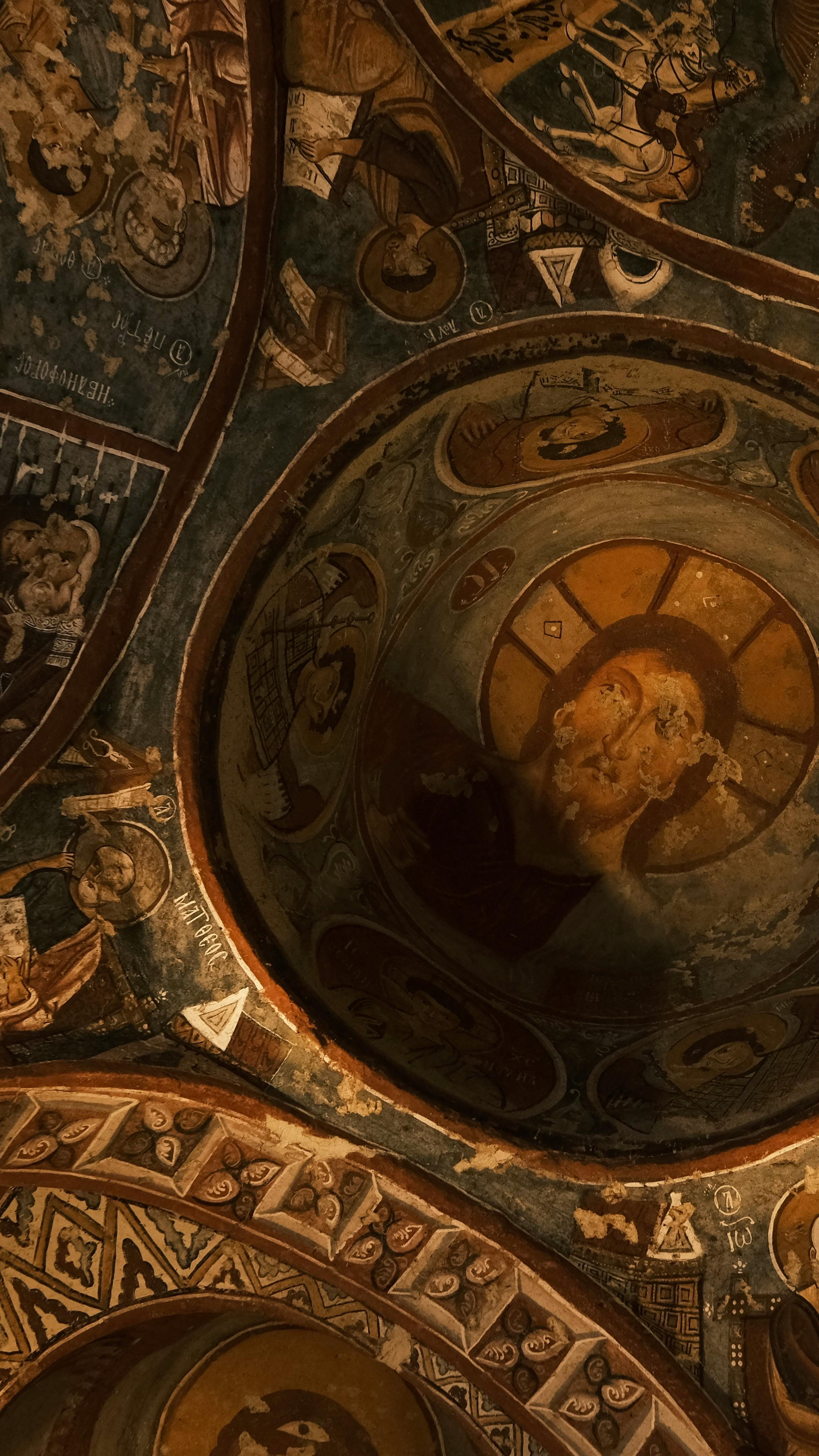 Ceiling Fresco in Ancient Cappadocia Cave Church · Free Stock Photo