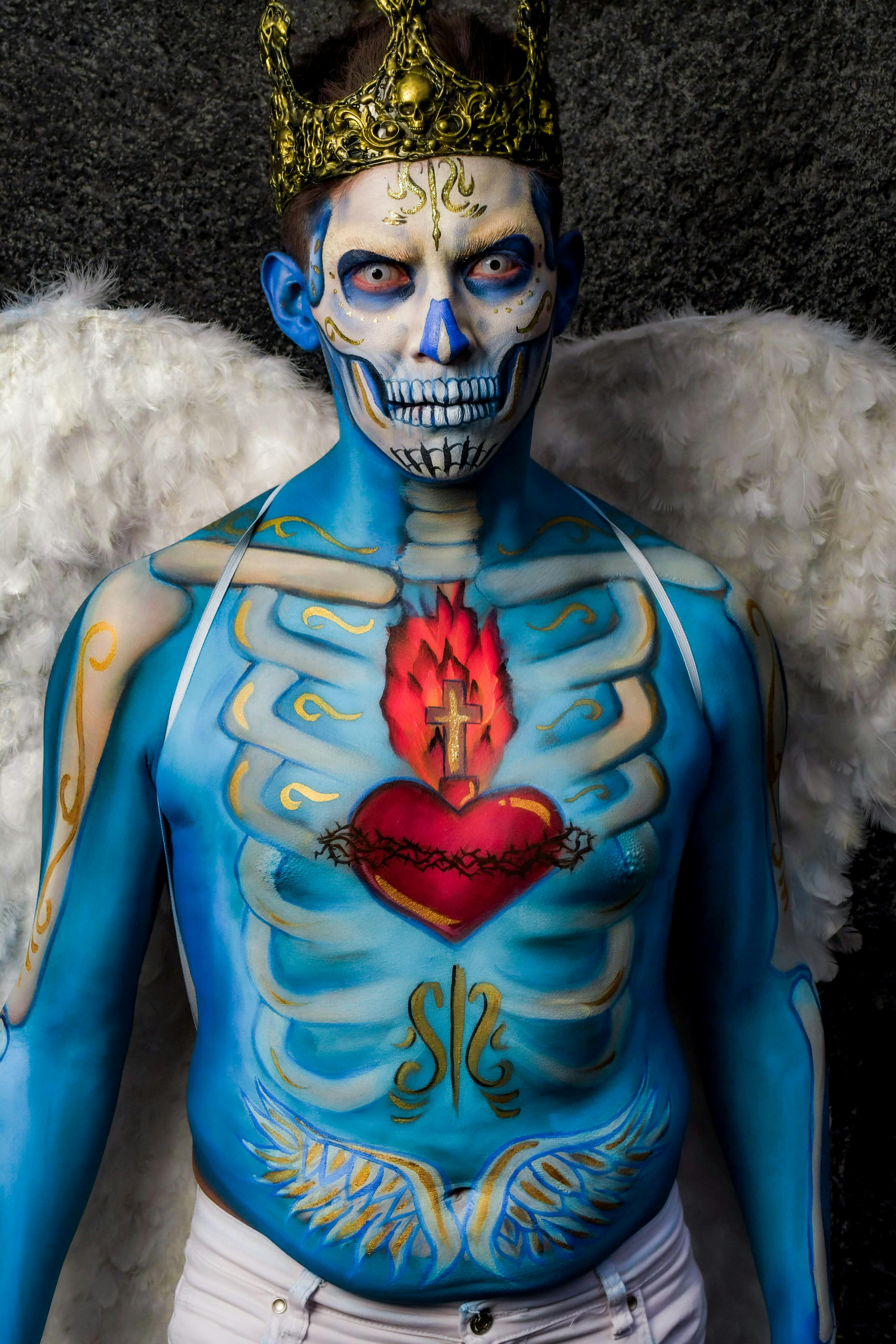 Blue Skeleton Angel Costume with Crown · Free Stock Photo