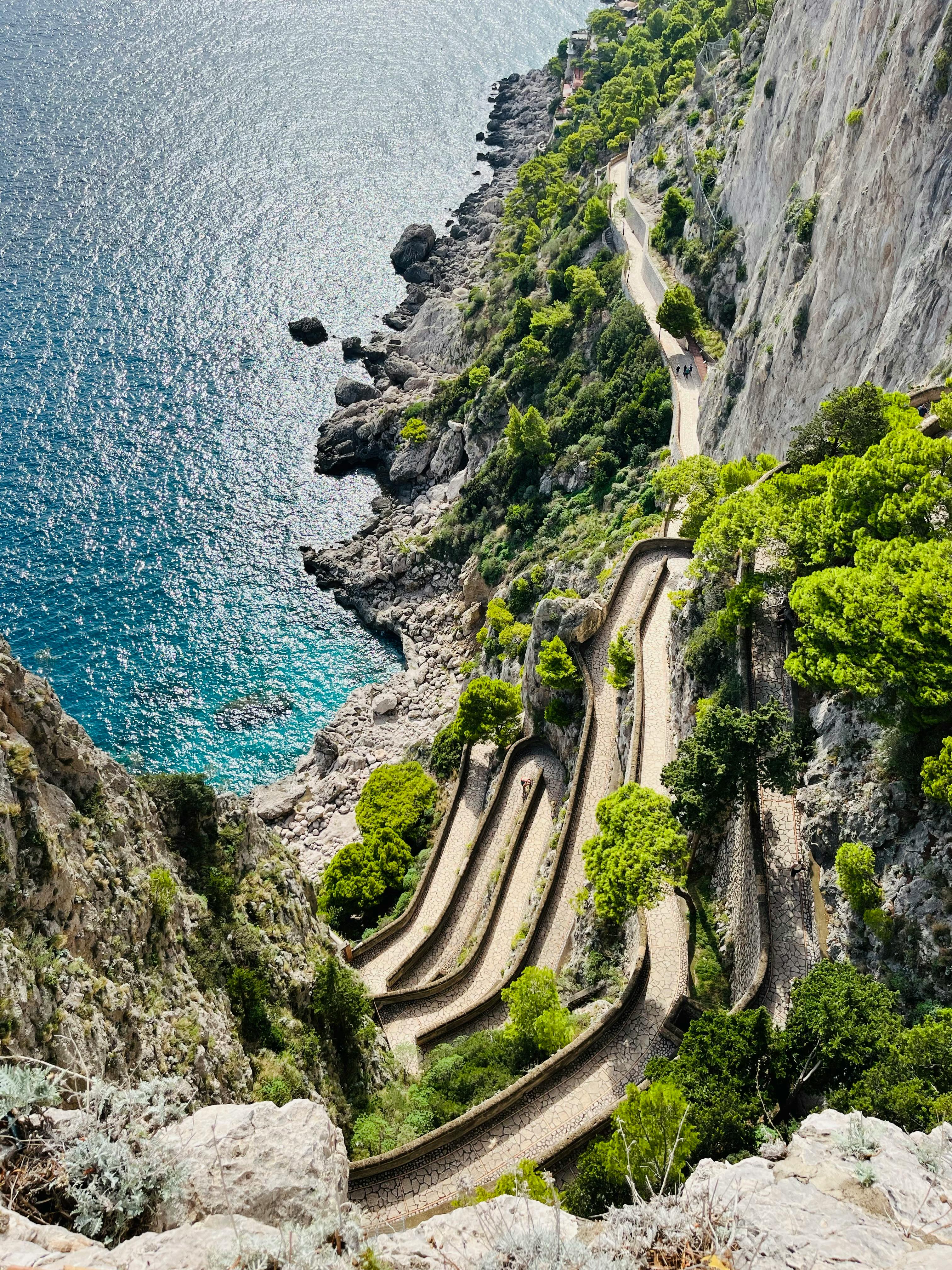 Scenic View of Serpentine Path on Capri Coastline · Free Stock Photo