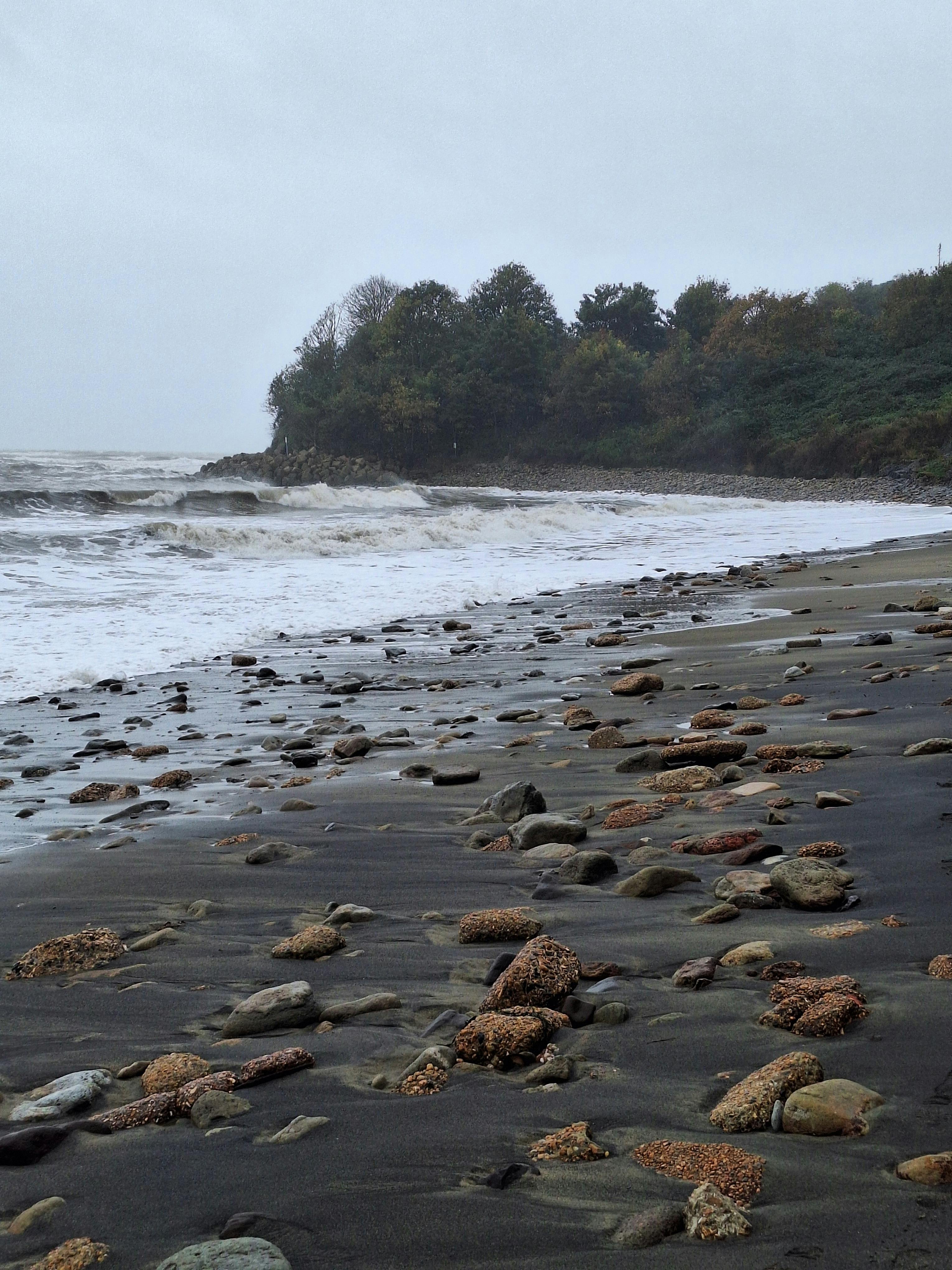 Rocky Coastal Shoreline with Overcast Sky · Free Stock Photo