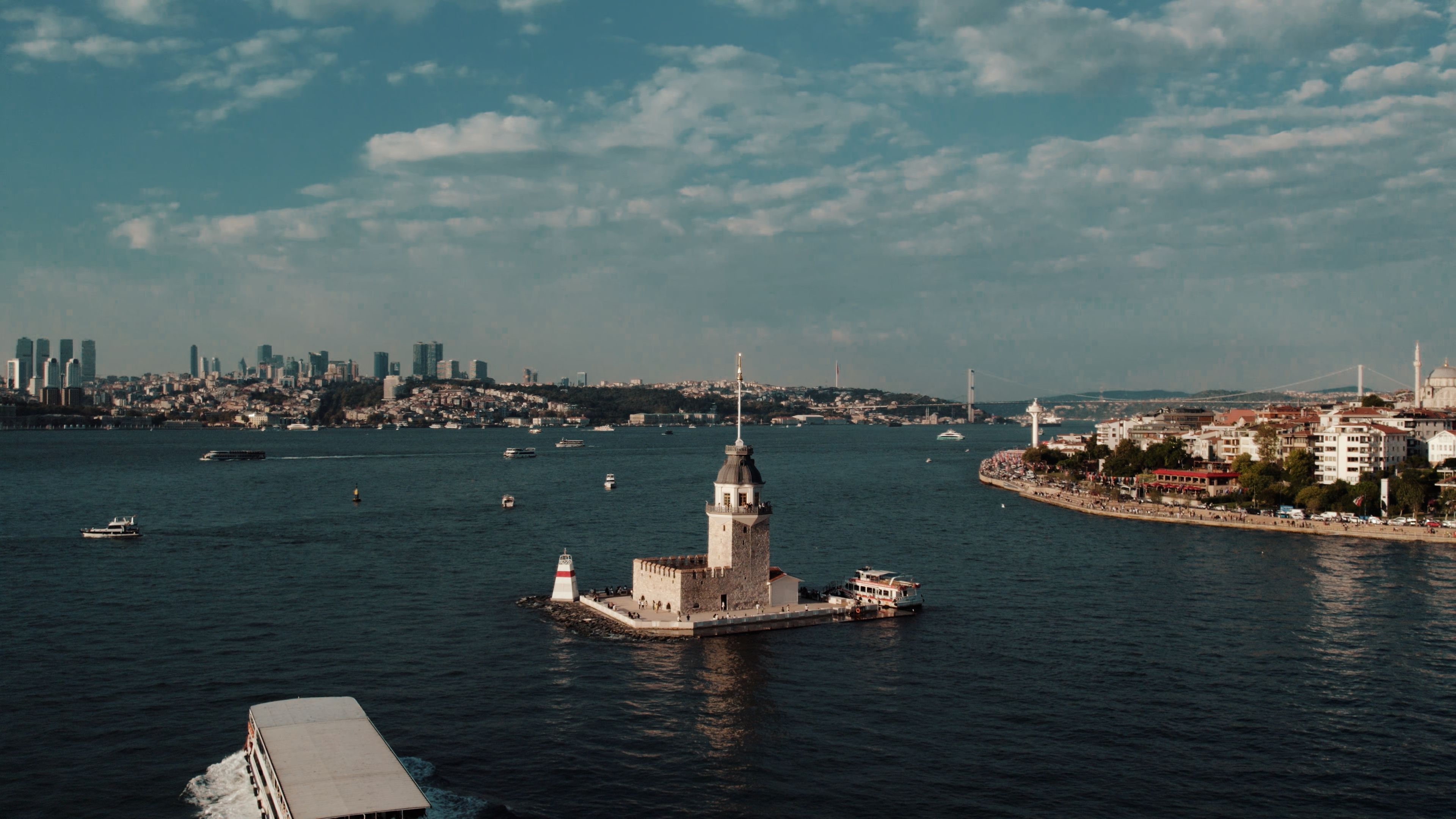 Aerial View of Maiden's Tower in Istanbul, Turkey · Free Stock Photo