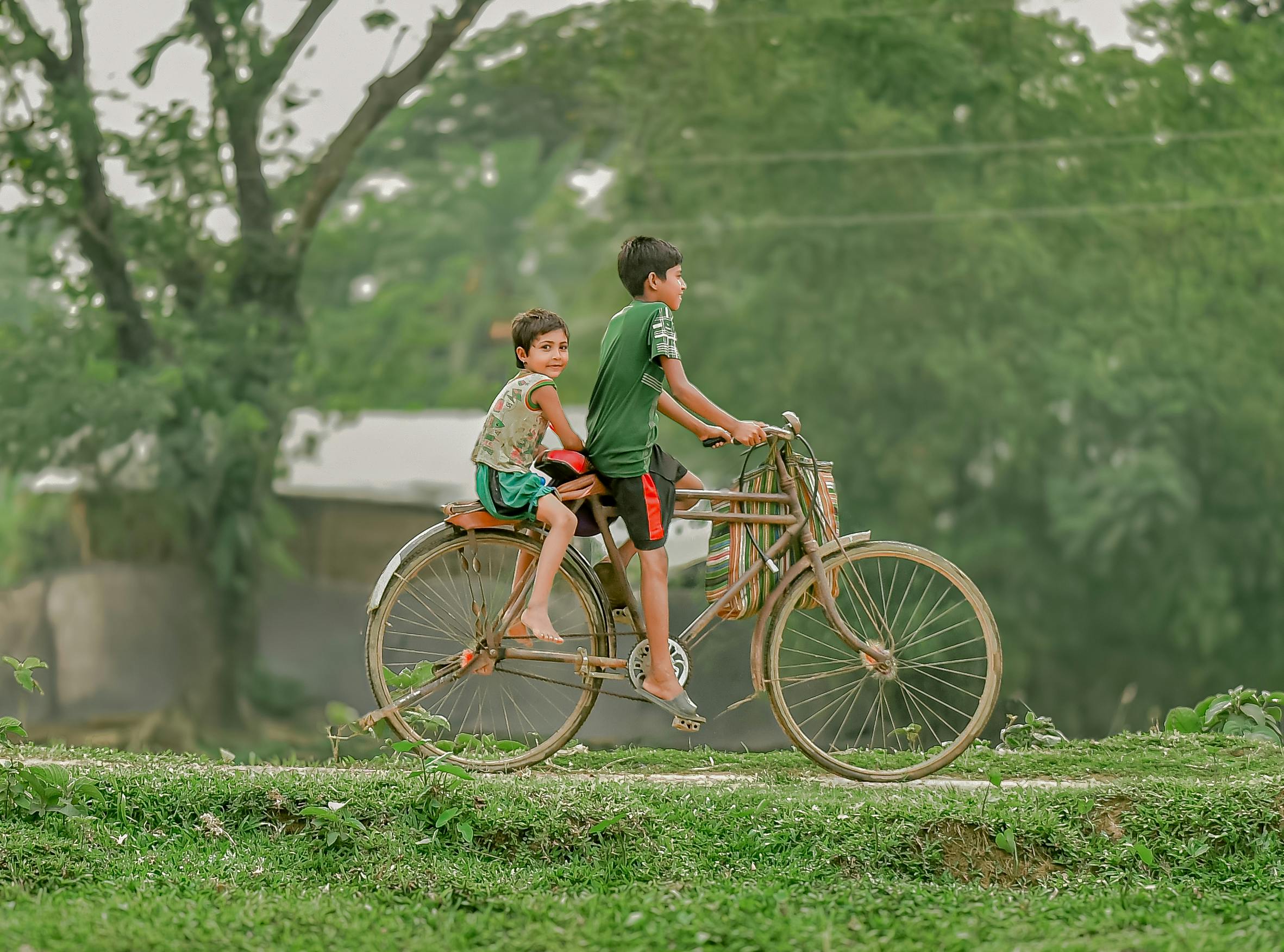 Children Riding Bicycle in Rural Bangladesh · Free Stock Photo