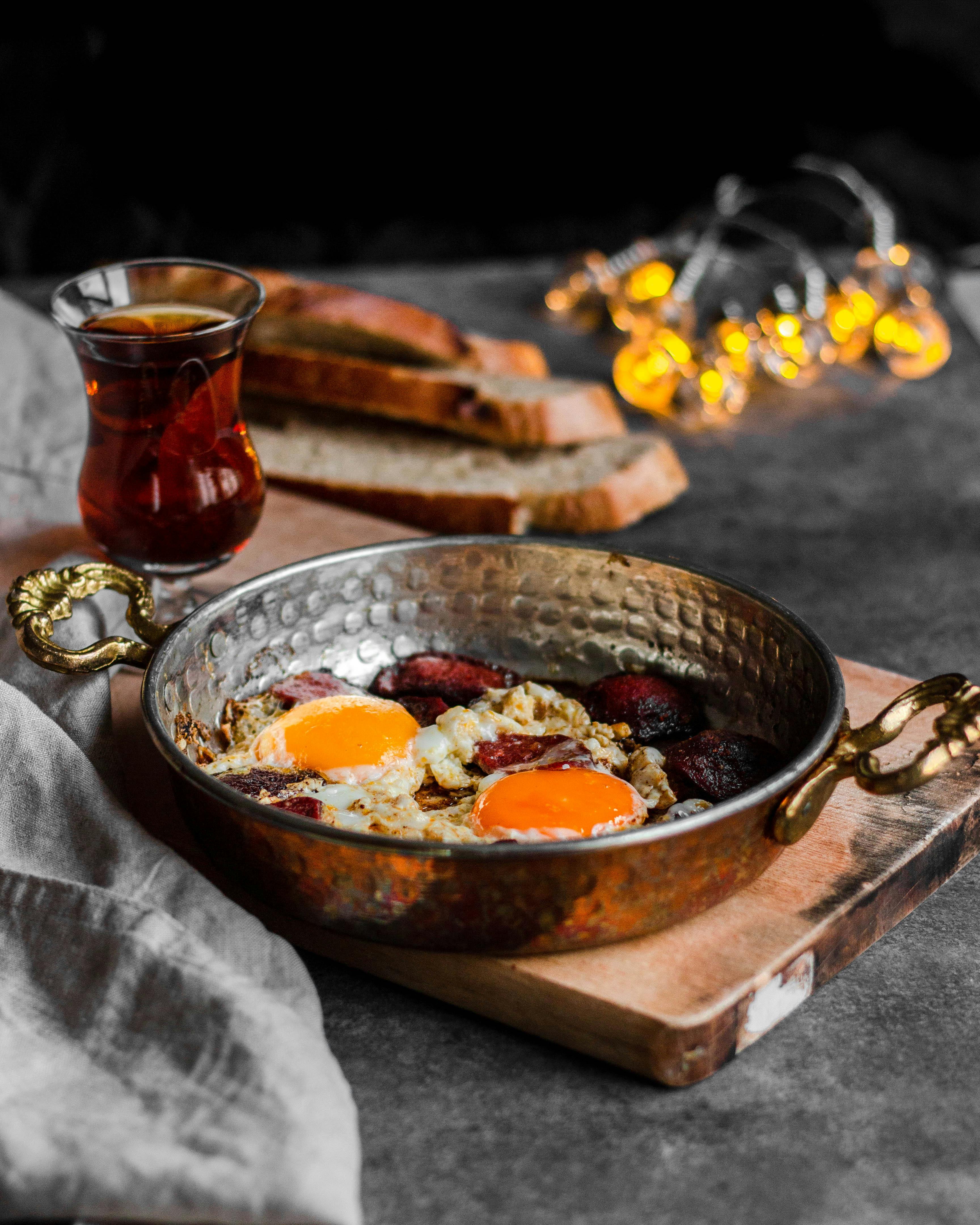Rustic Breakfast with Eggs and Tea · Free Stock Photo