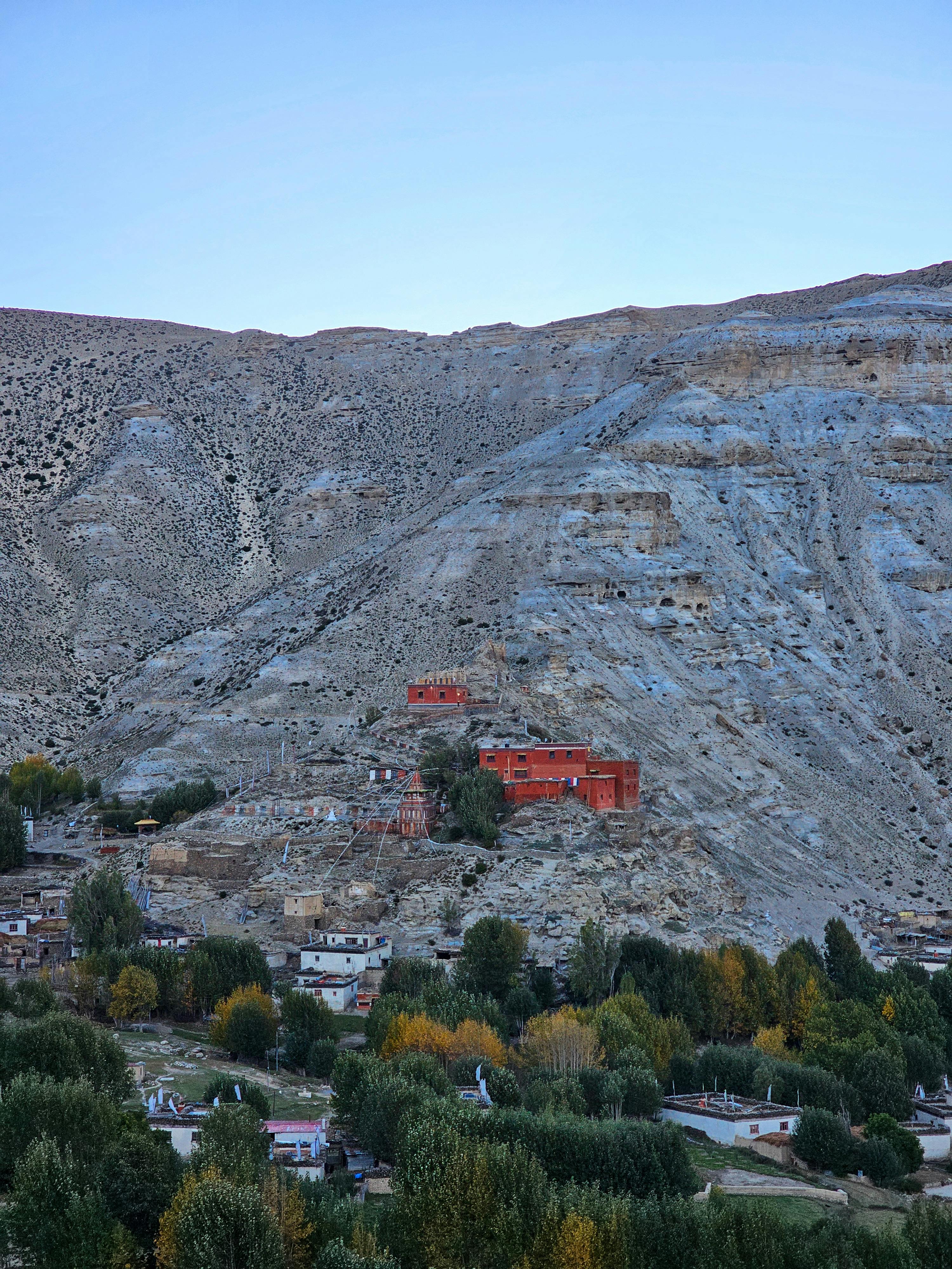 Scenic View of Mustang's Red Monastery · Free Stock Photo
