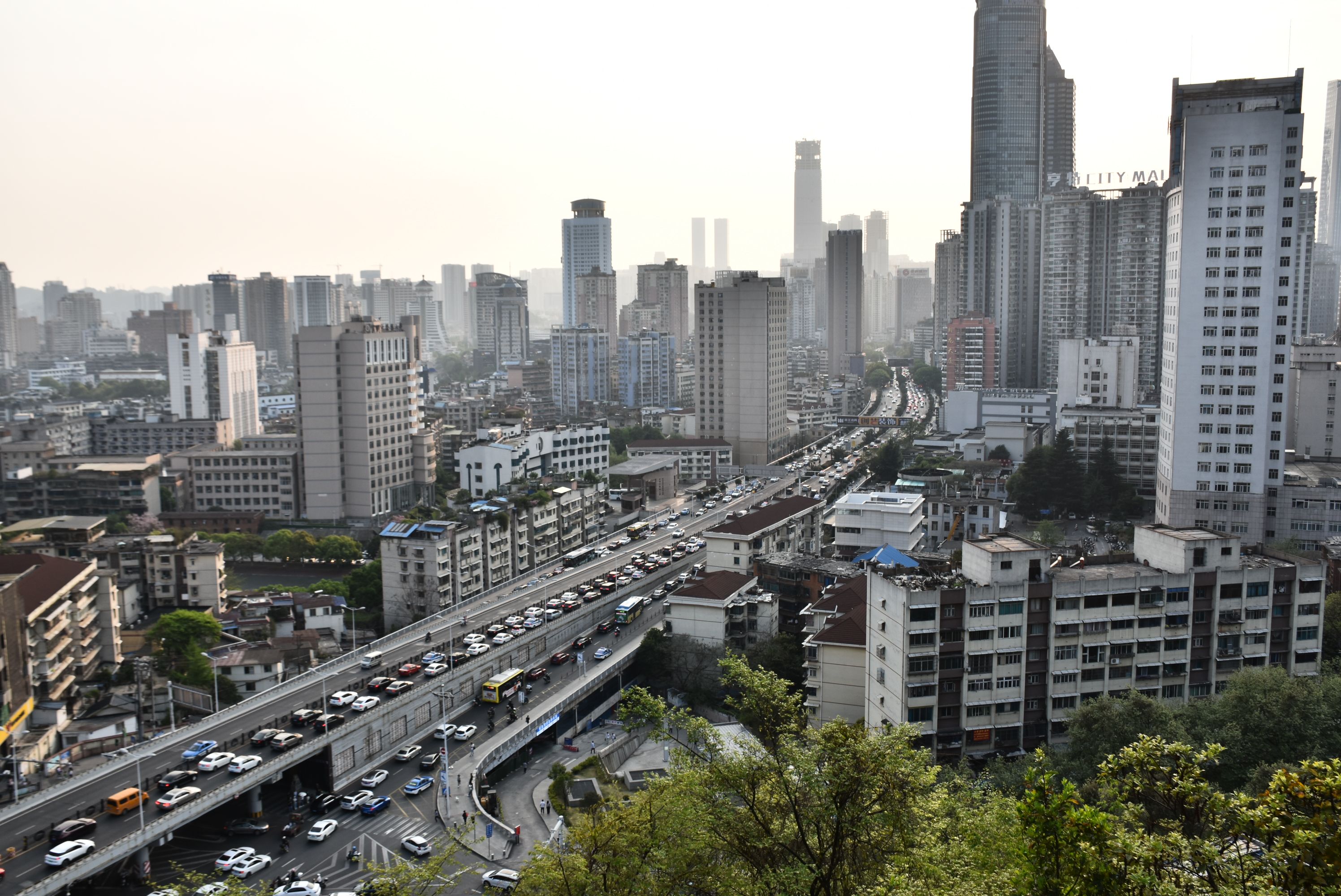 Paisaje Urbano Con Edificios Altos Y Tráfico · Foto de stock gratuita